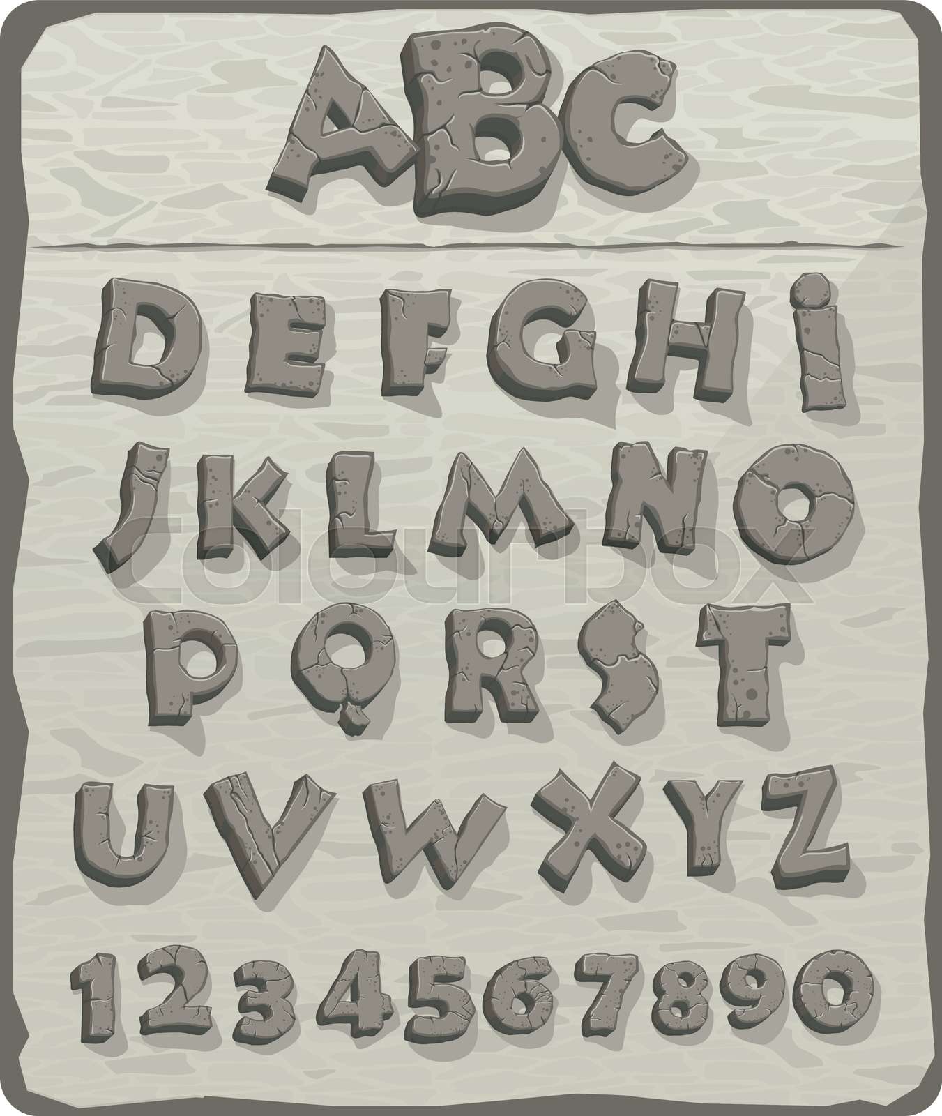 Alphabet, letters from granite stone | Stock vector | Colourbox