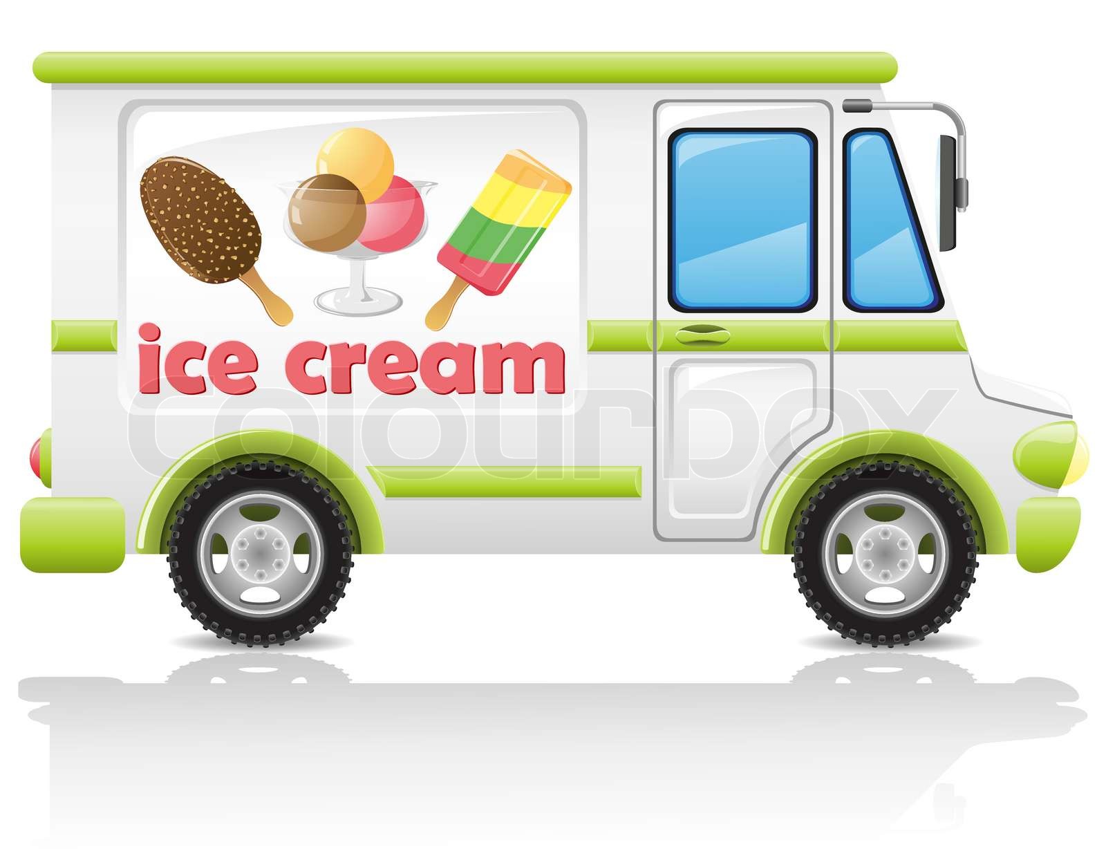 car carrying ice cream vector illustration | Stock vector | Colourbox