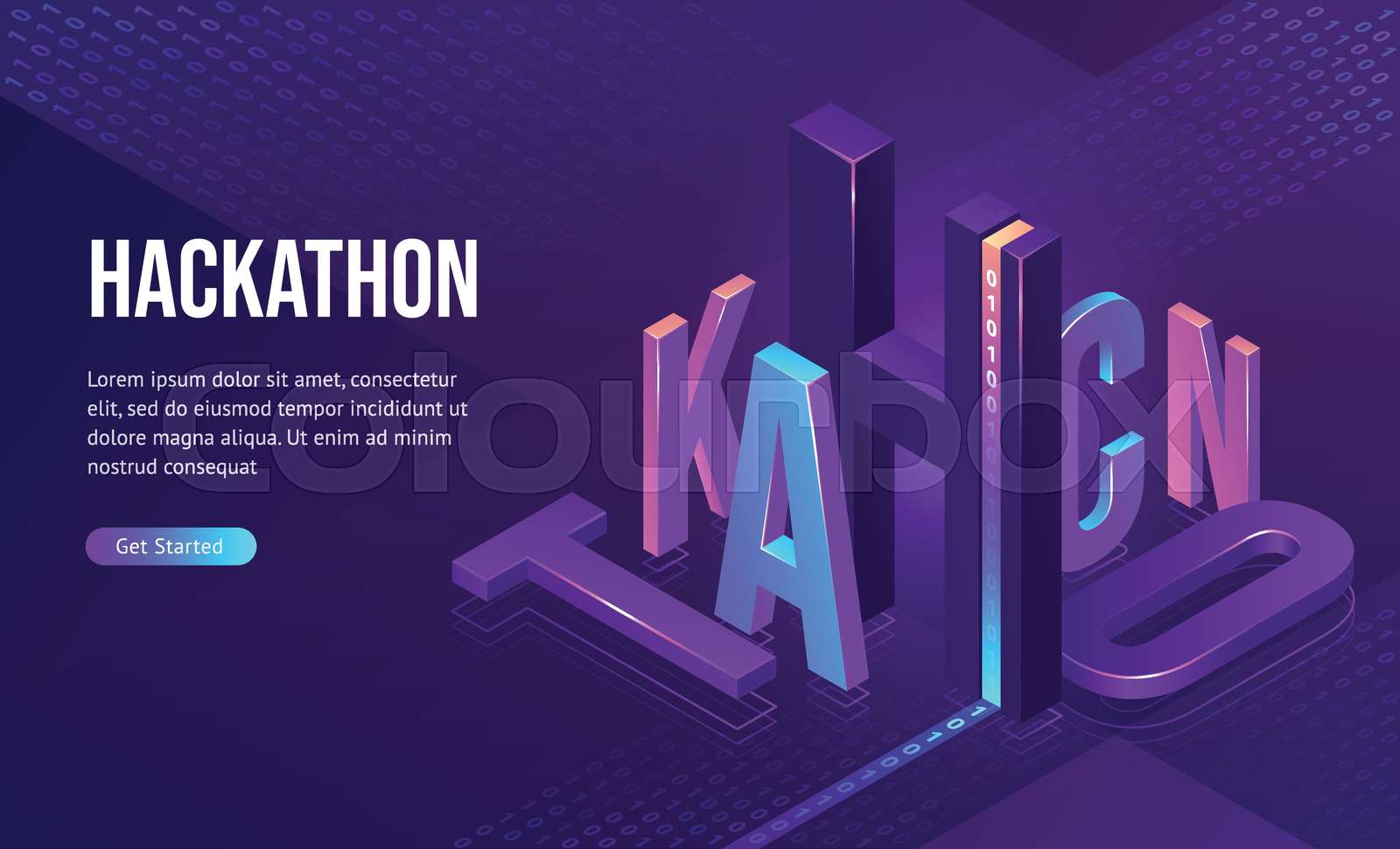 Hackathon isometric landing, software development | Stock vector ...