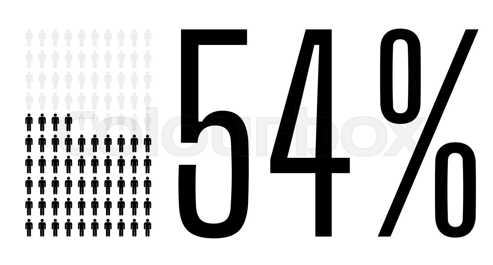 Fifty four percent people chart graphic, 54 percentage vector diagram ...