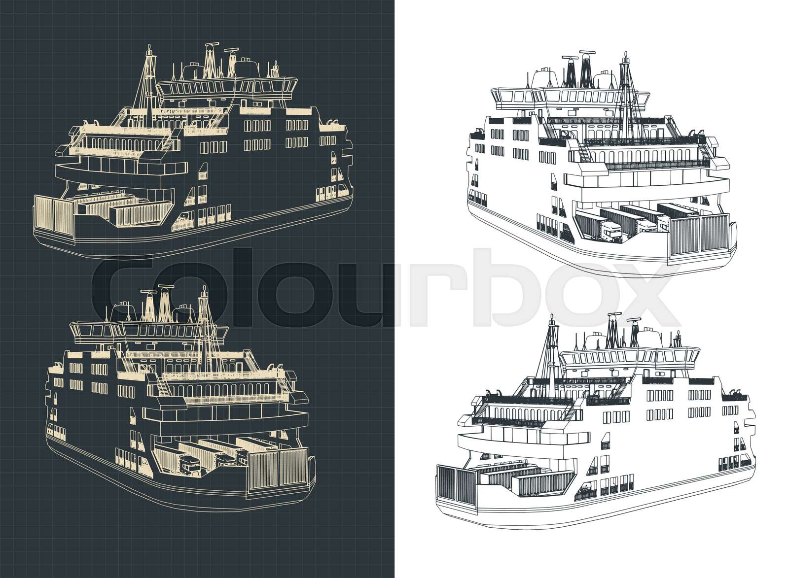 Ferry outline | Stock vector | Colourbox