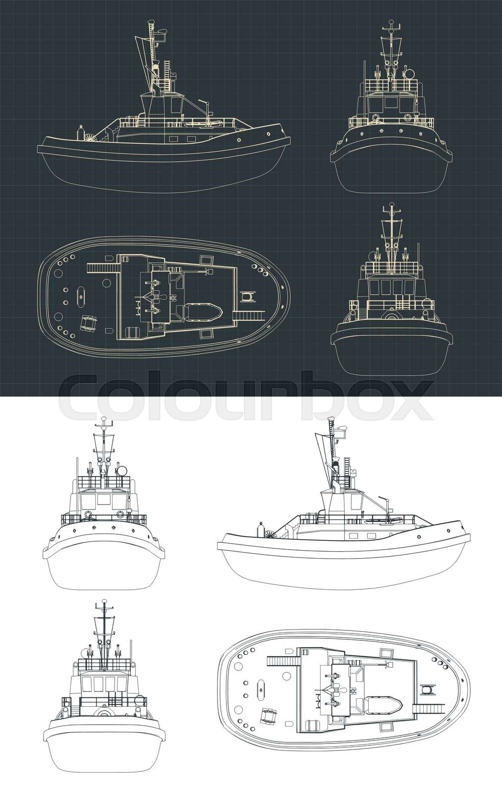 Tugboat blueprints | Stock vector | Colourbox