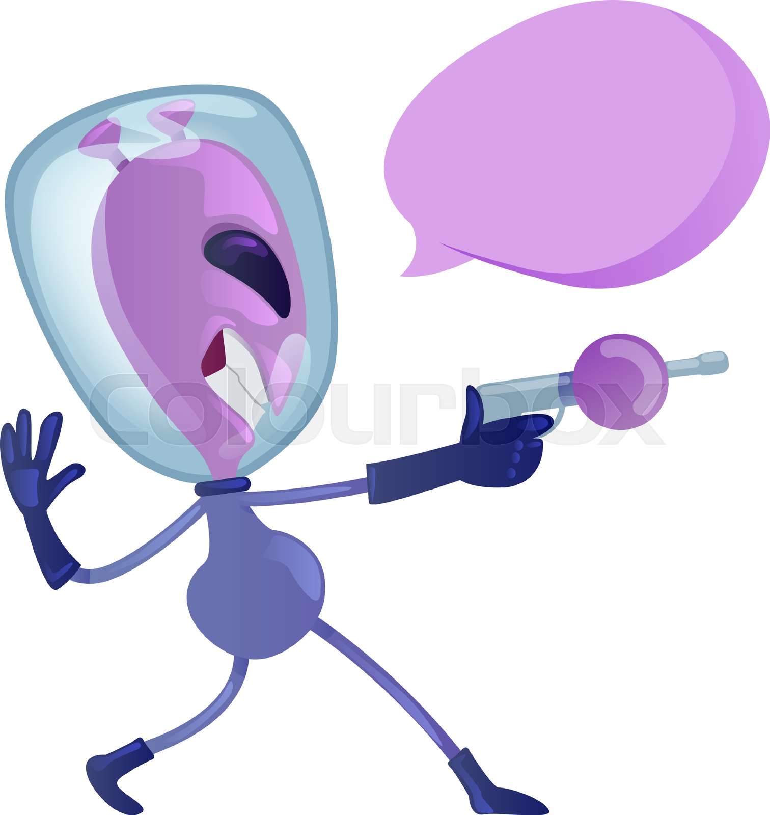 Alien shooting gun flat cartoon vector illustration. Martial with ...