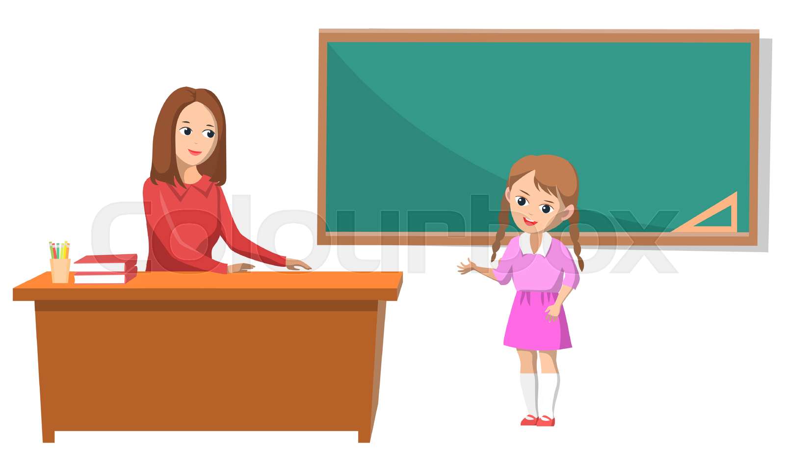 School Teacher and Pupil Answering Question Vector | Stock vector ...