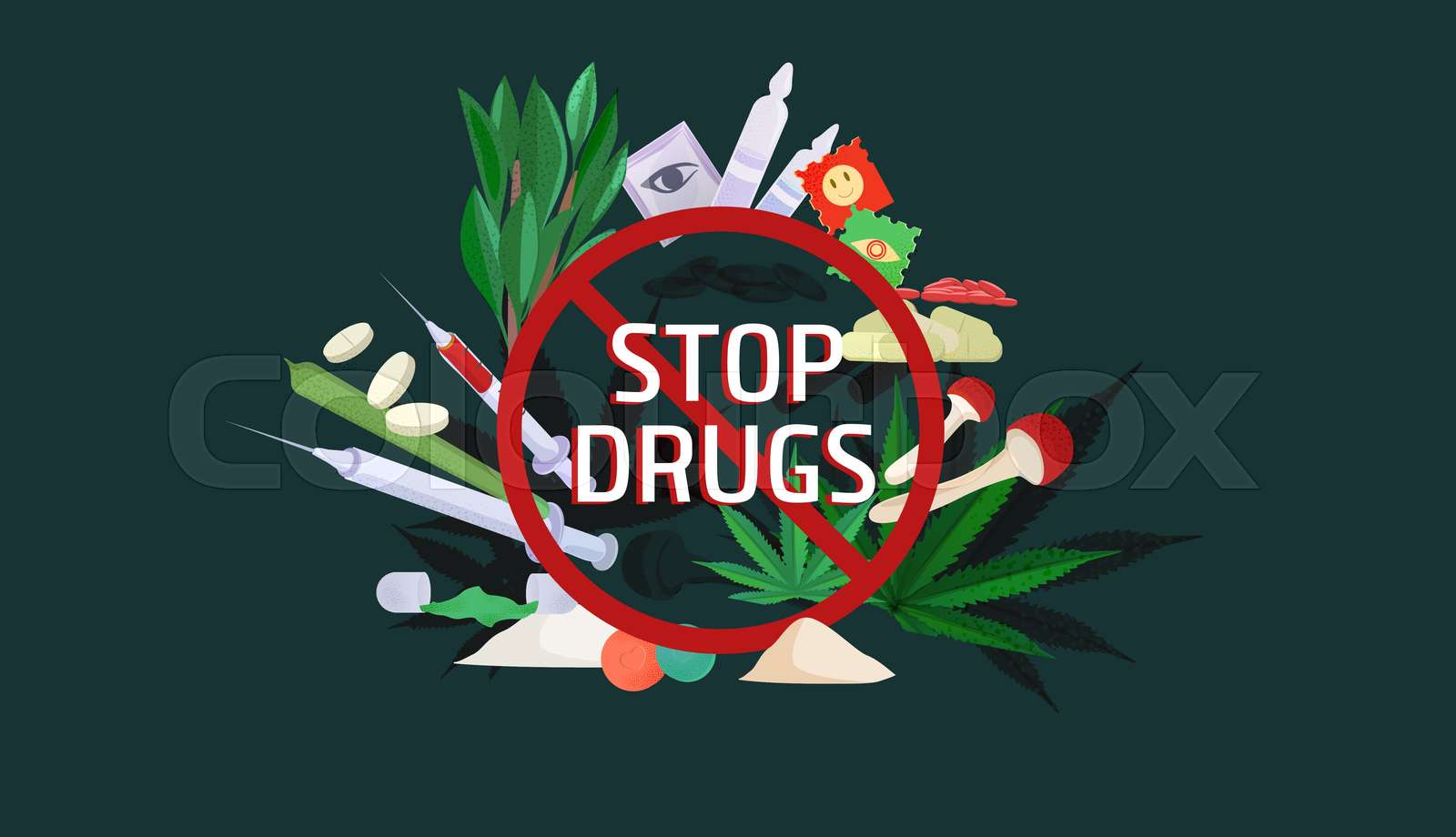 Stop drugs poster. Dangers of drug use prevention abuse of cocaine ...