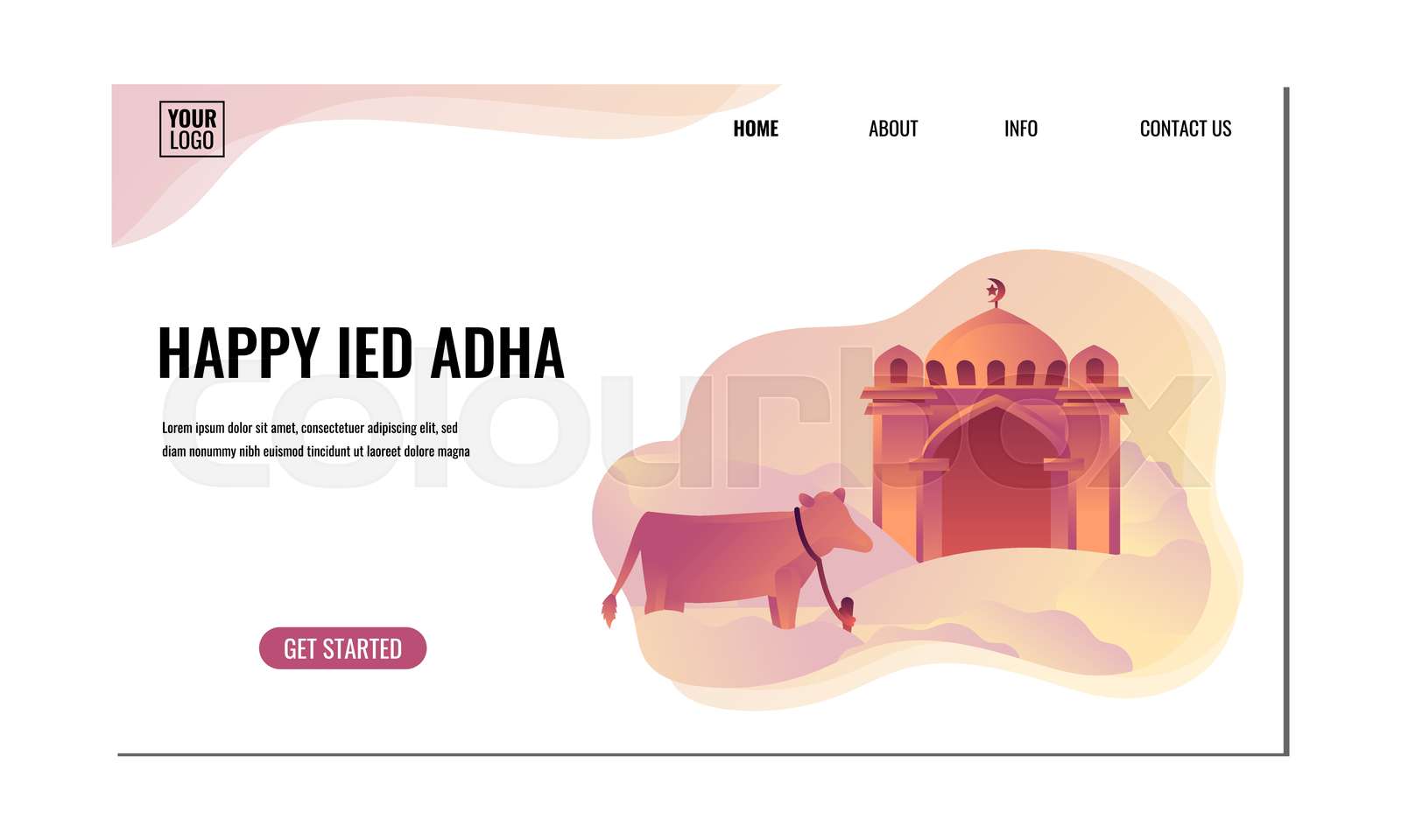 Eid al-Adha Qurban celebration flat illustration.Concept of landing ...
