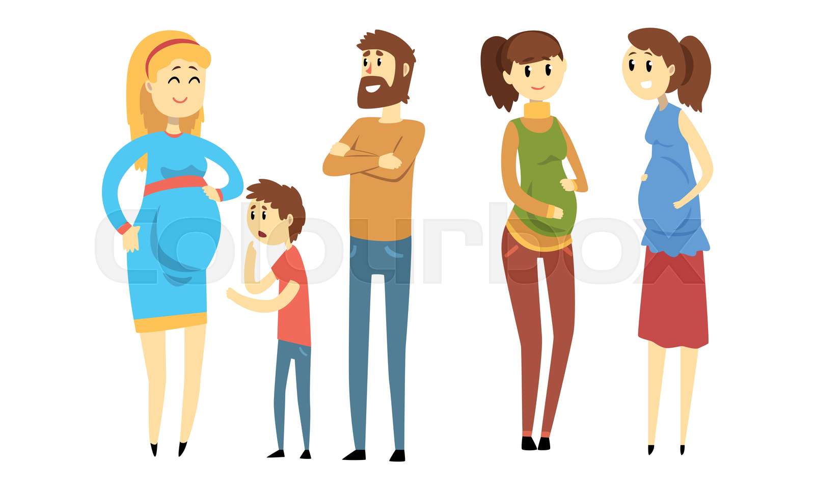 Happy Women Expecting Babies Set, Pregnant Women Talking Each Other ...