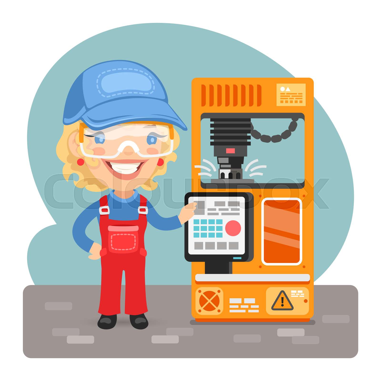 Cartoon Milling Machine Worker | Stock vector | Colourbox