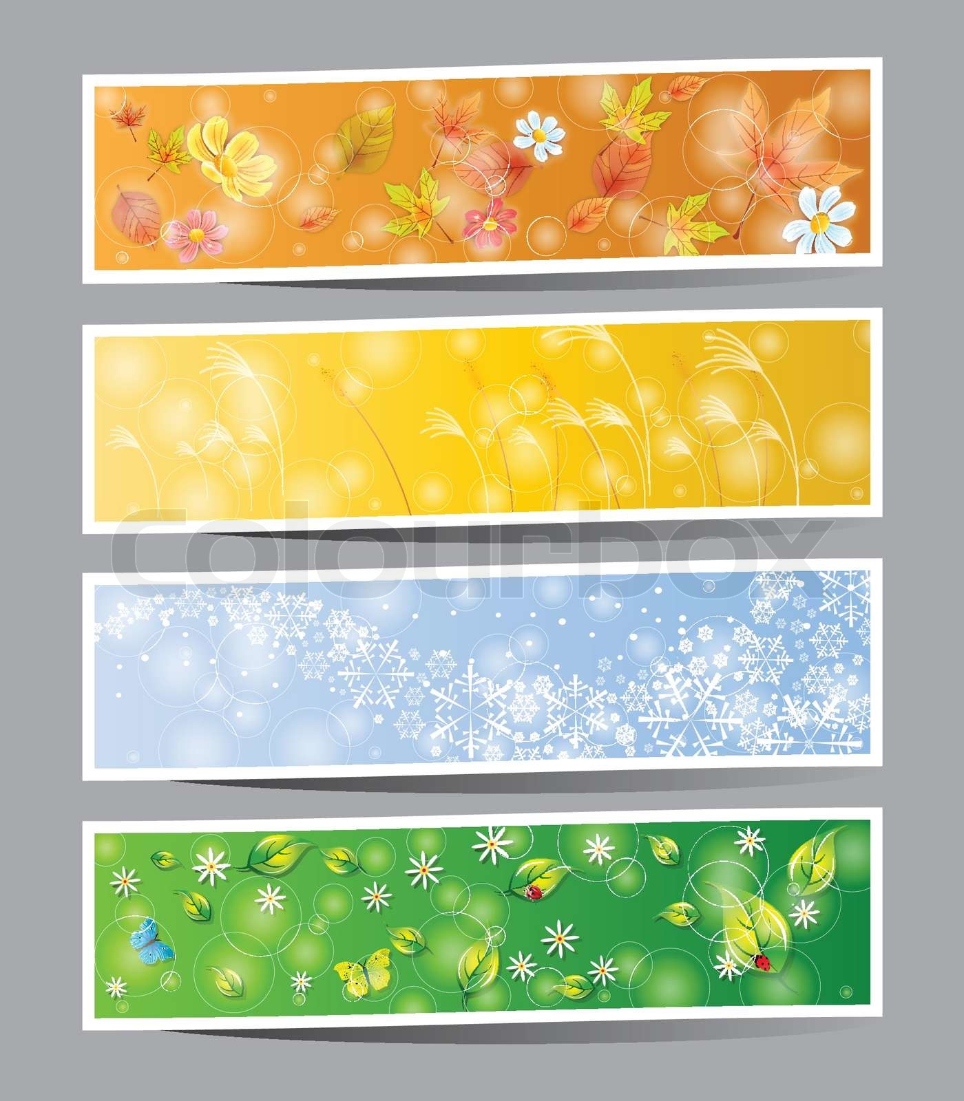 Set of seasons banners summer, autumn, winter and spring | Stock vector ...