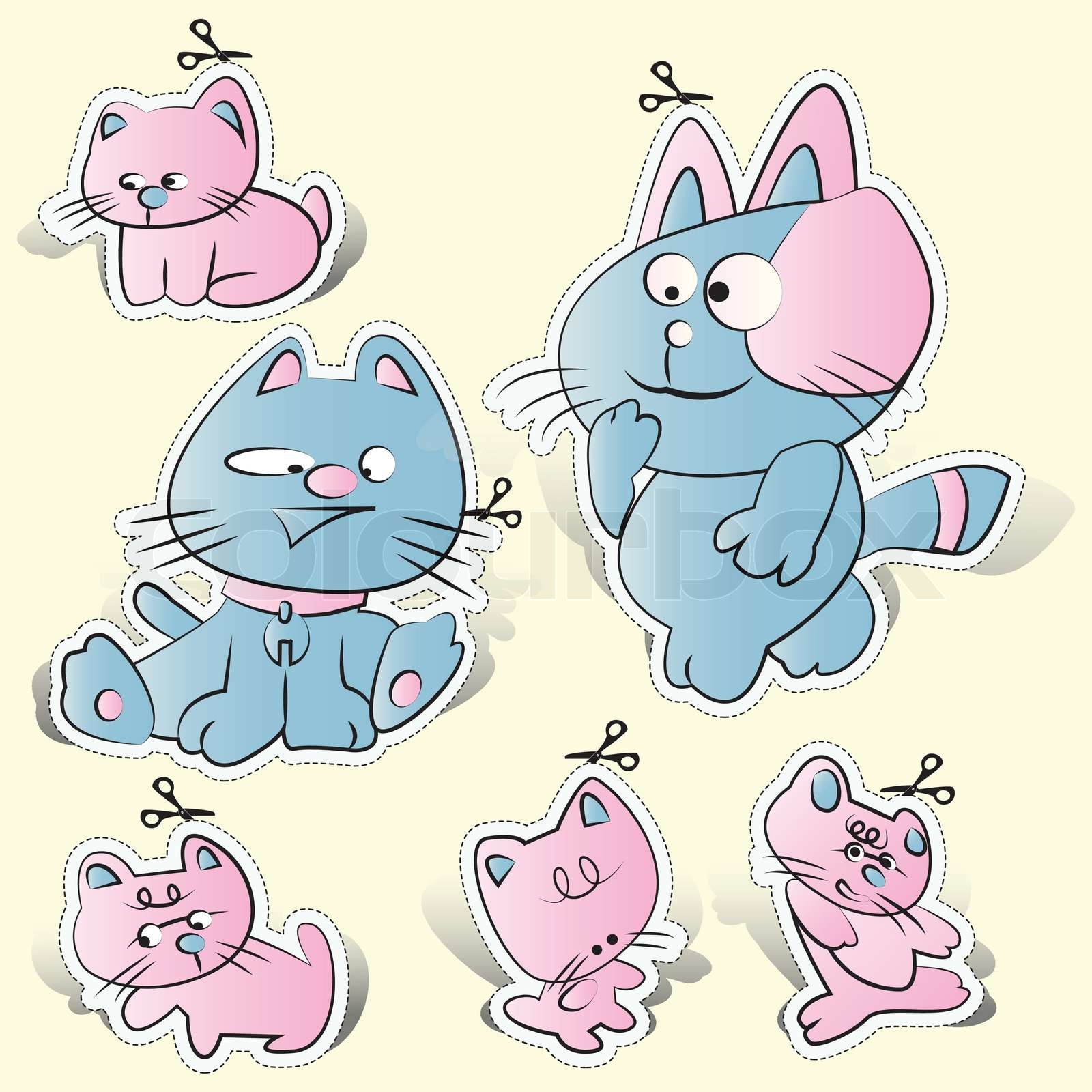 cat, kitty cartoons paper cut | Stock vector | Colourbox