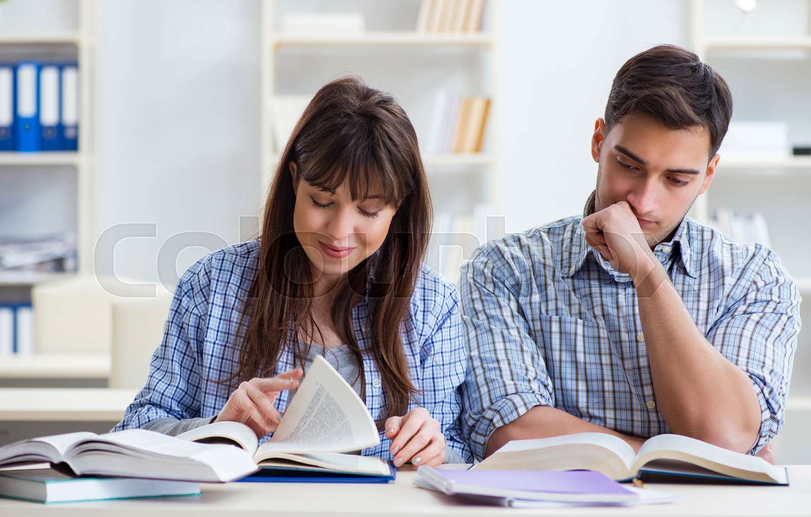 Students sitting and studying in classroom college | Stock image ...