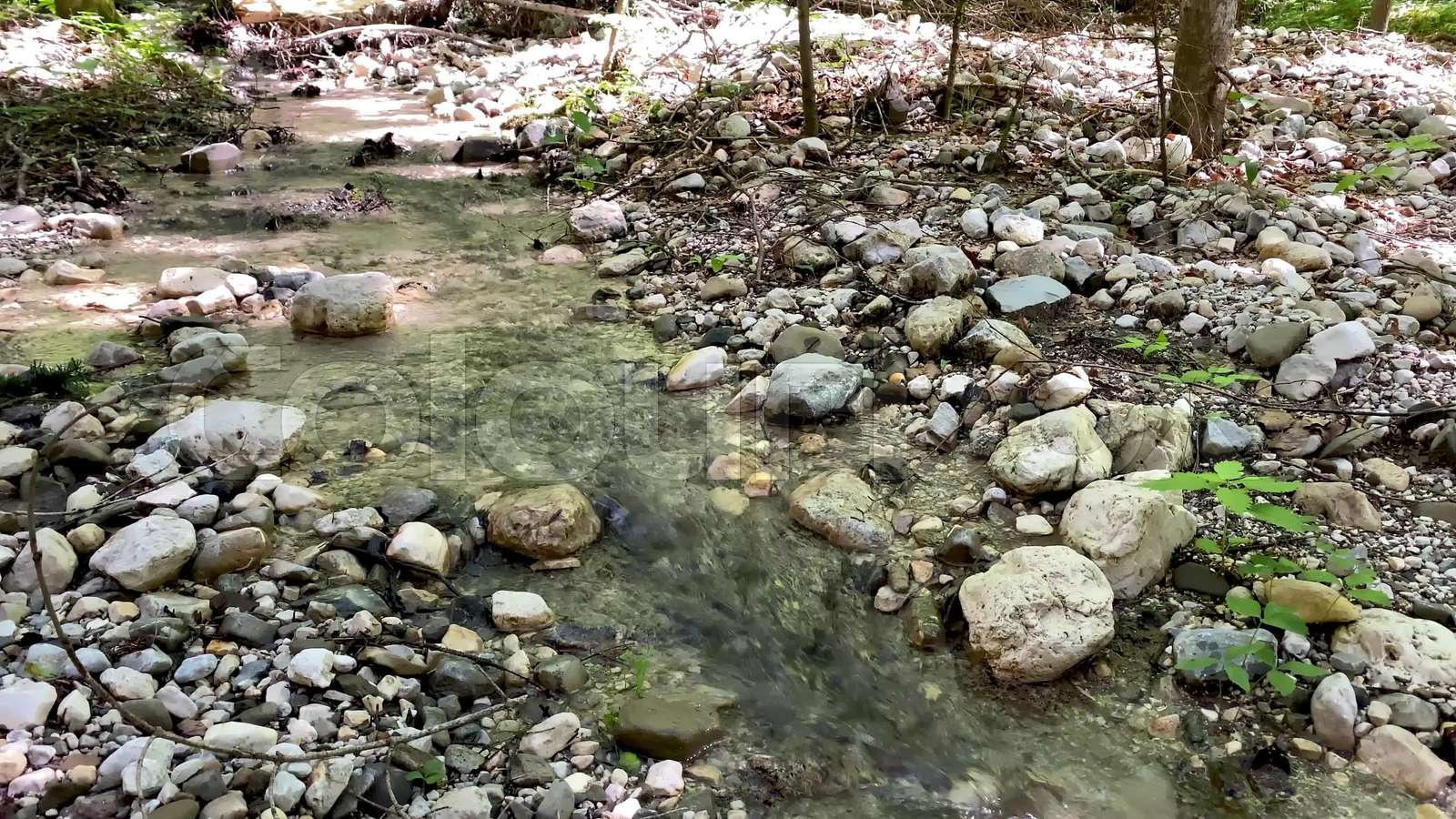 Slow motion of moving creek in a mountain landscape | Stock video ...