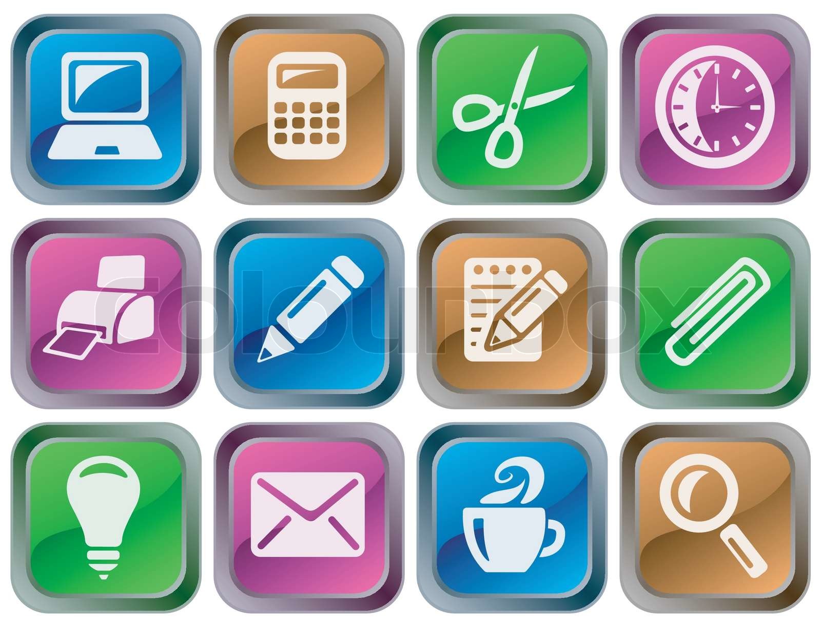Office button set | Stock vector | Colourbox