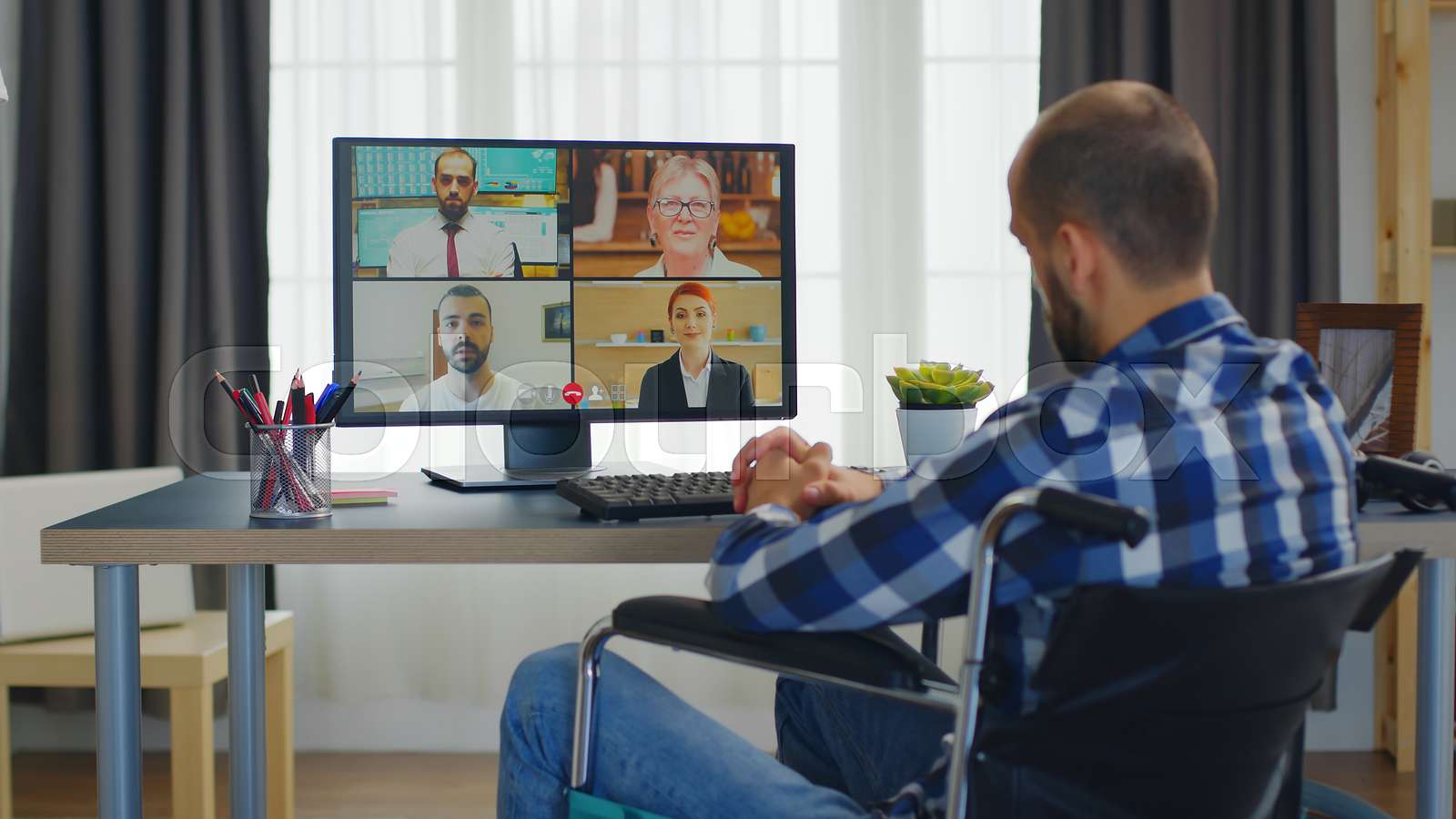 Video call in home office | Stock image | Colourbox