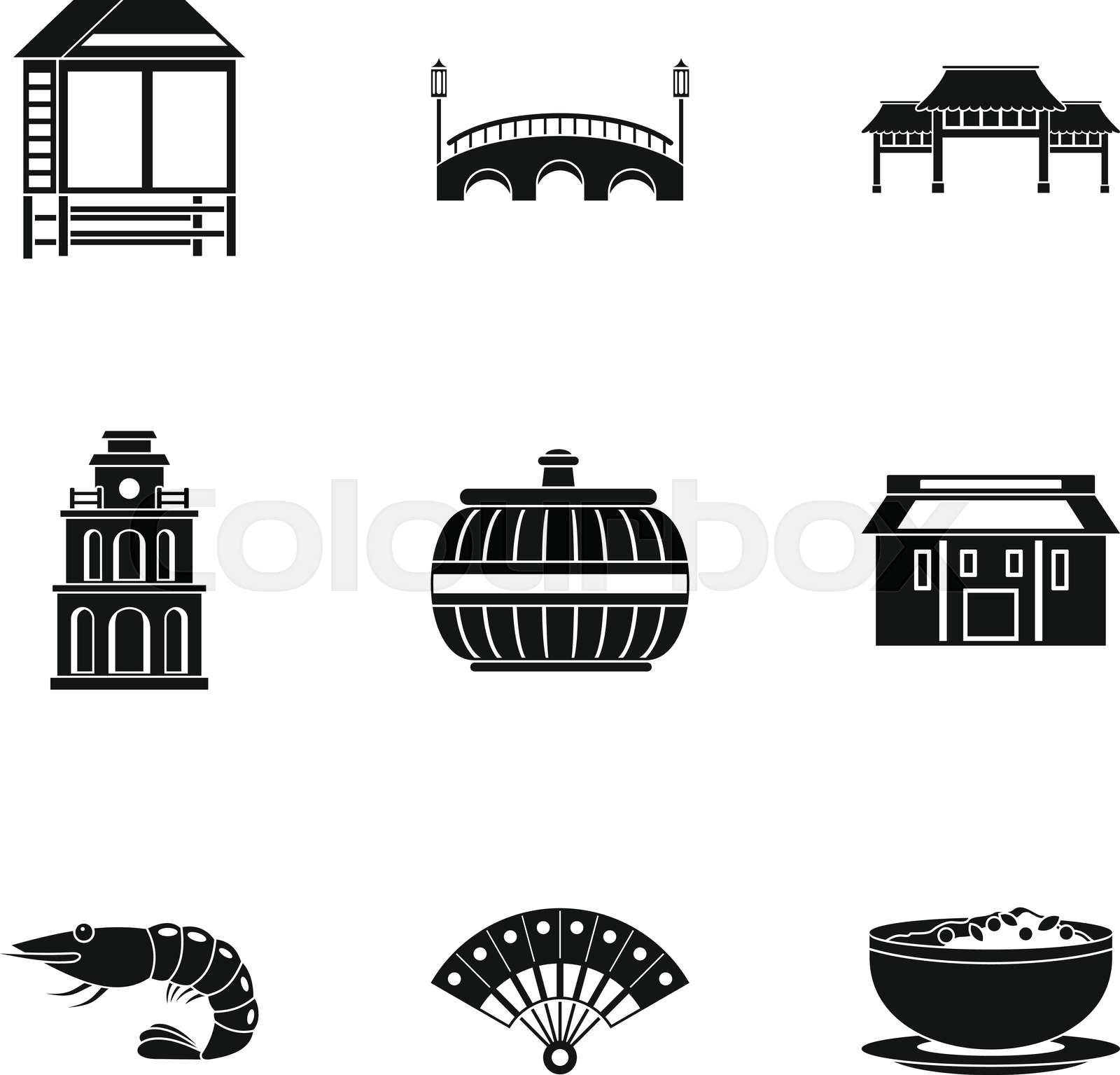 Eastward icons set, simple style | Stock vector | Colourbox