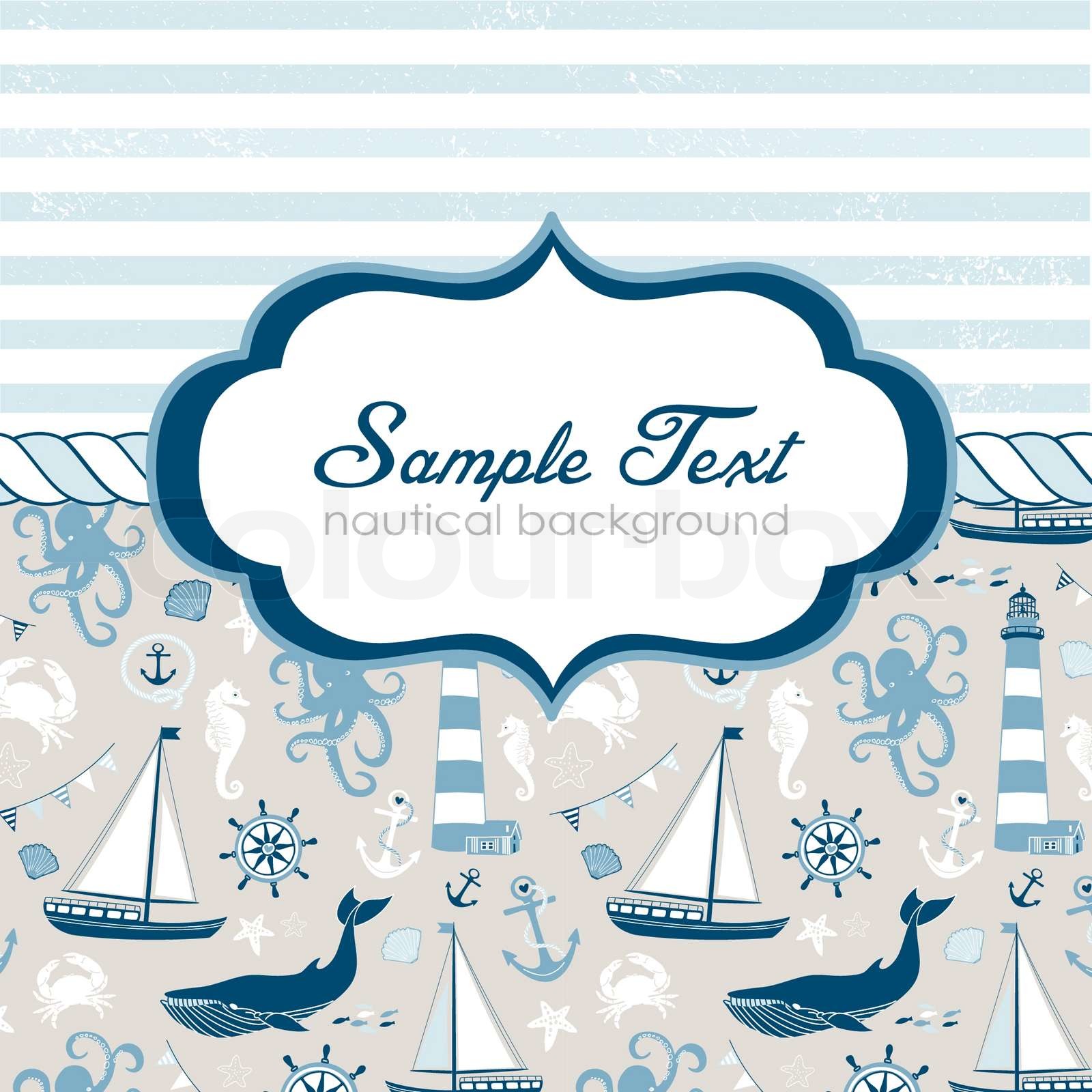 Nautical card with elegant frame for your text | Stock vector | Colourbox