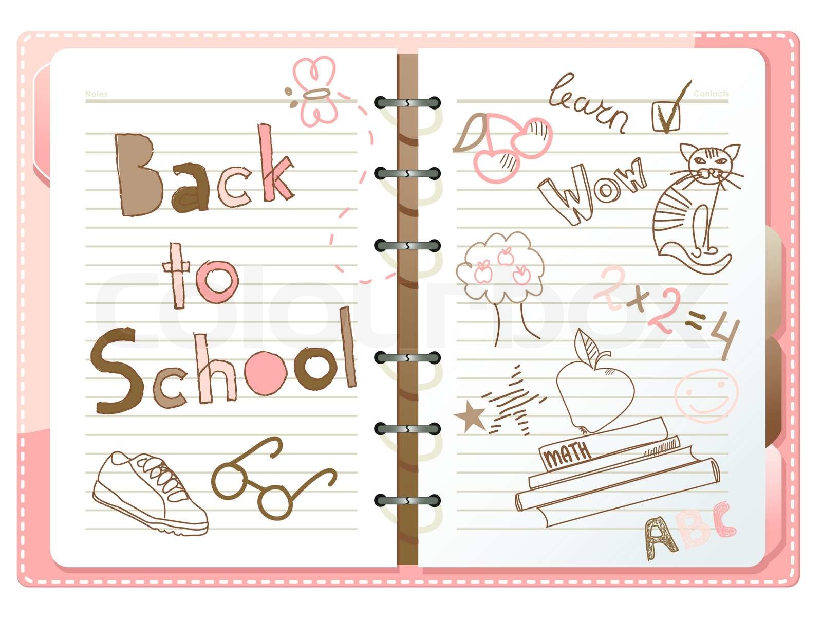 Back to school, notebook with doodles | Stock vector | Colourbox