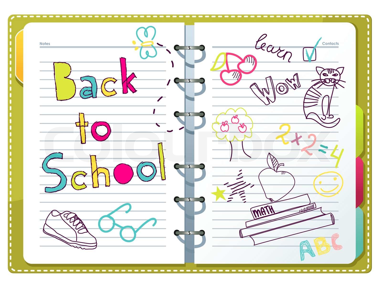 Back to school, notebook with doodles | Stock vector | Colourbox