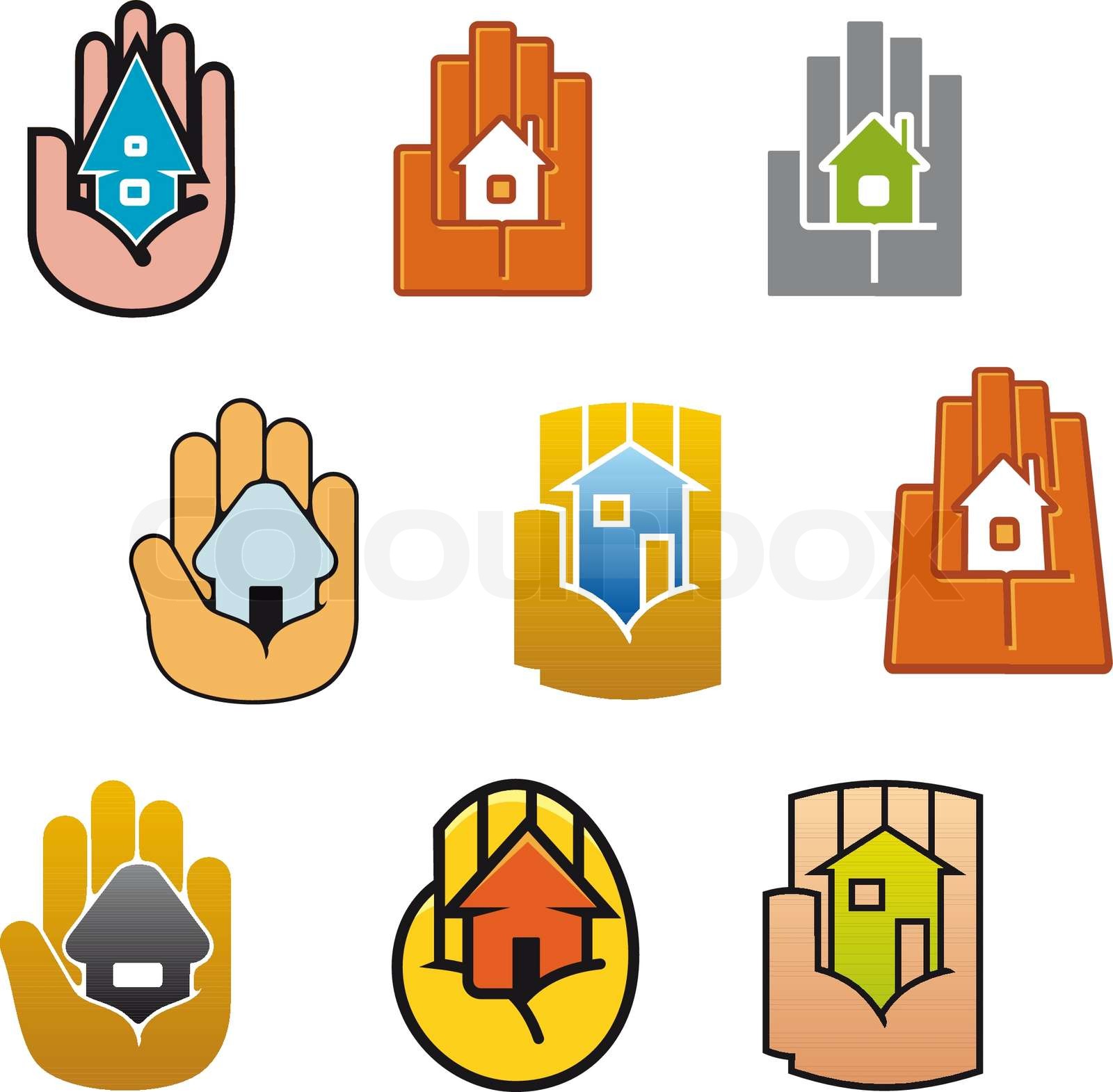 Little house in hands | Stock vector | Colourbox