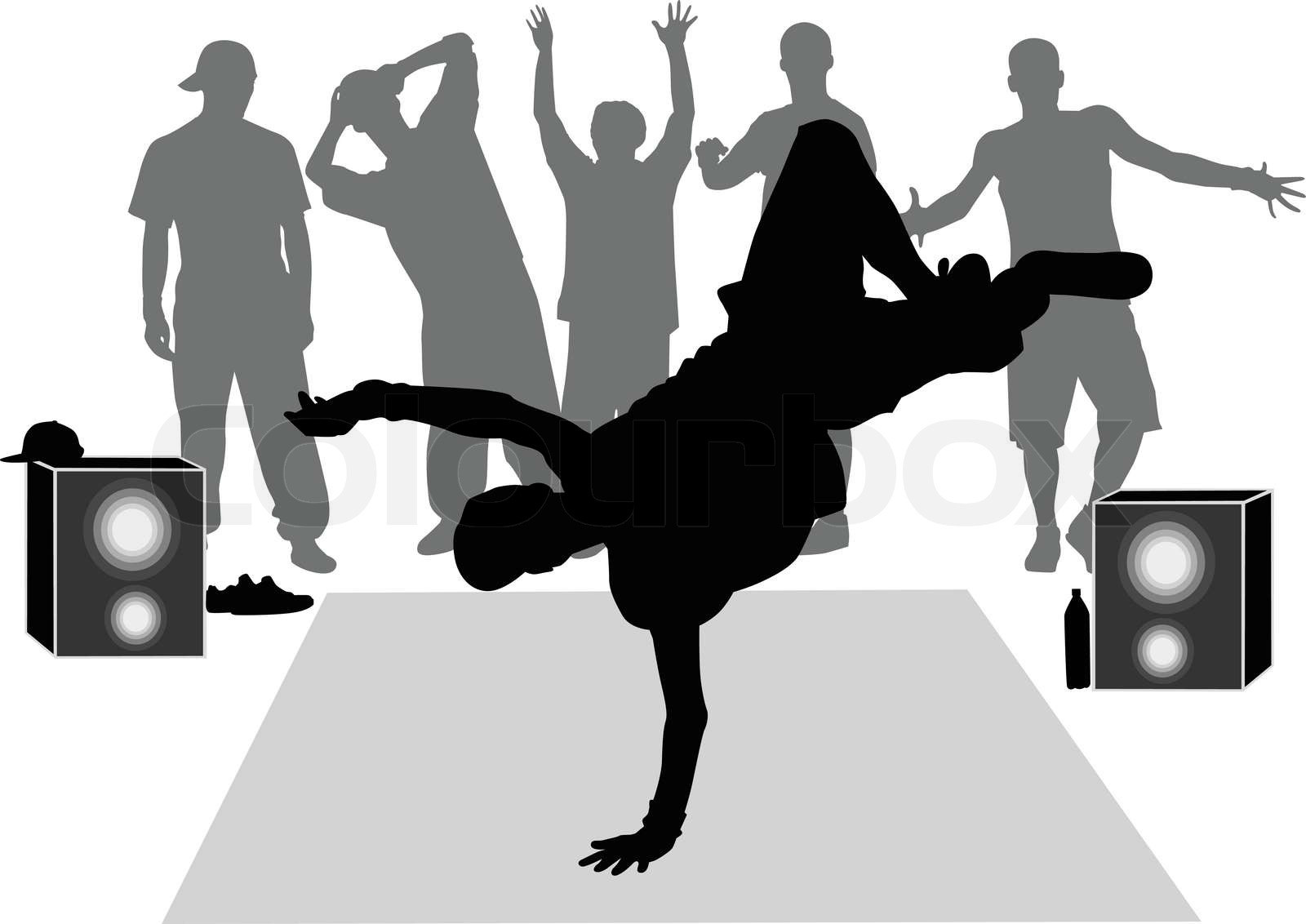 dancers break dance performance | Stock vector | Colourbox