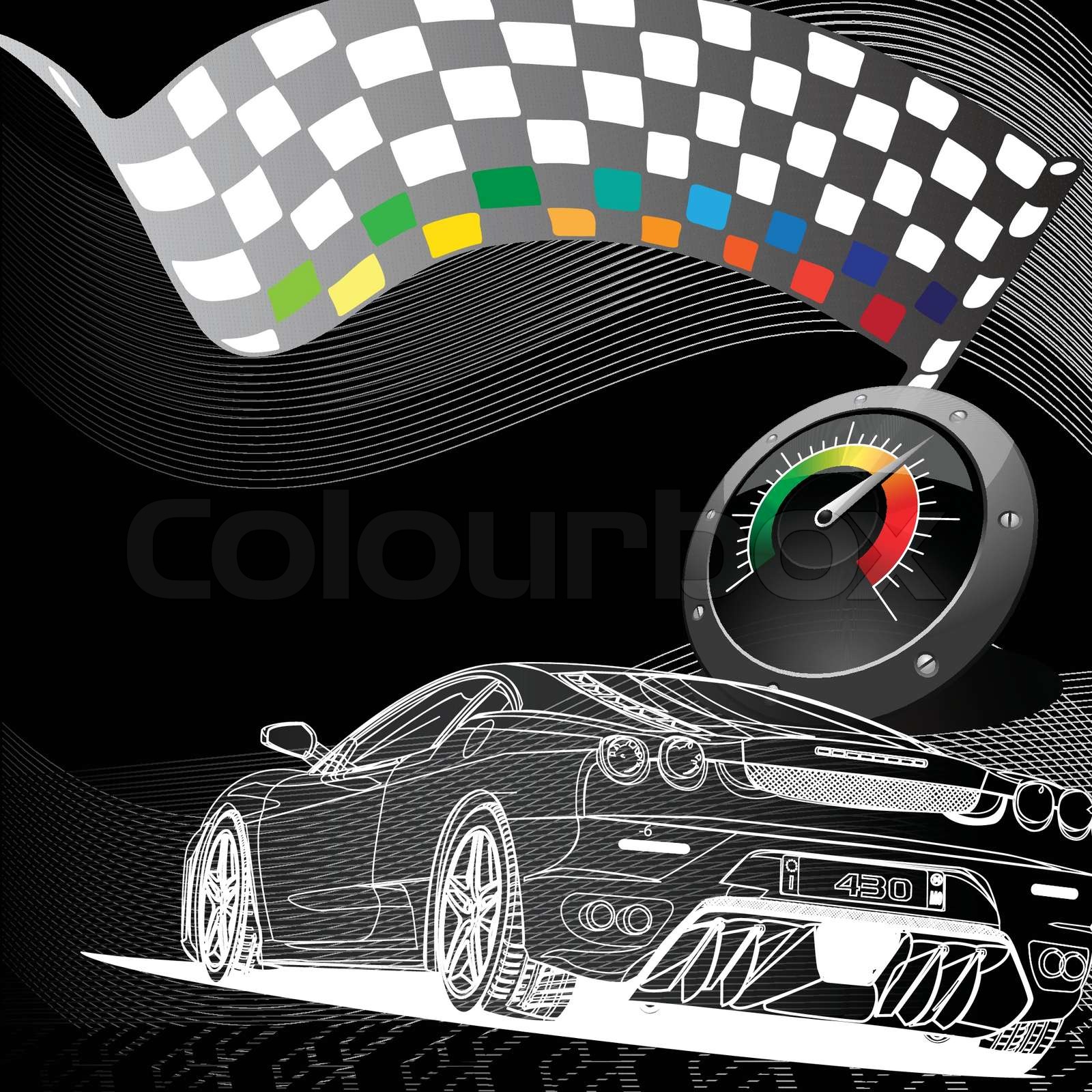 car racing design in black background | Stock vector | Colourbox