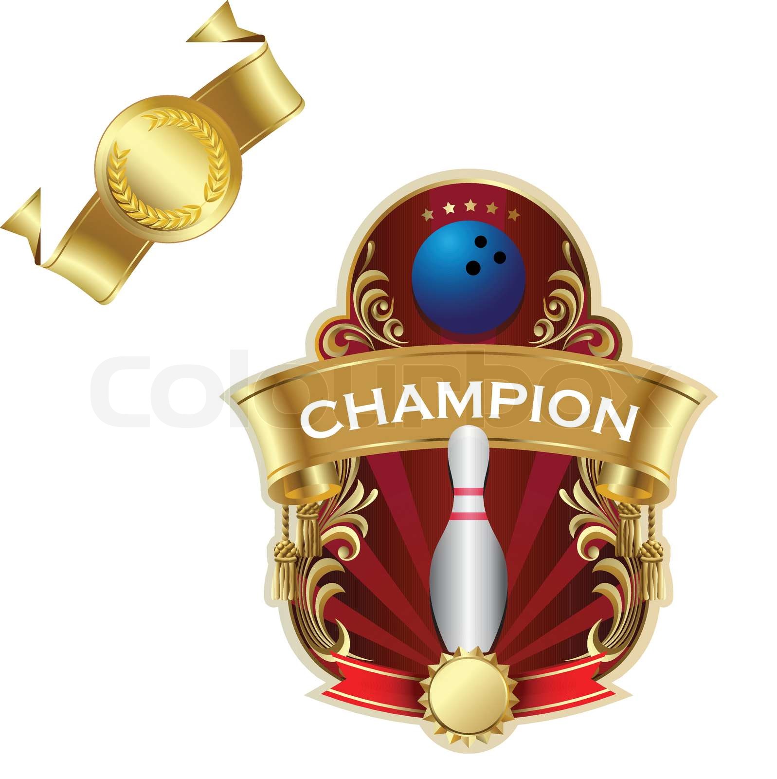 Emblem of sport champion Bowling | Stock vector | Colourbox