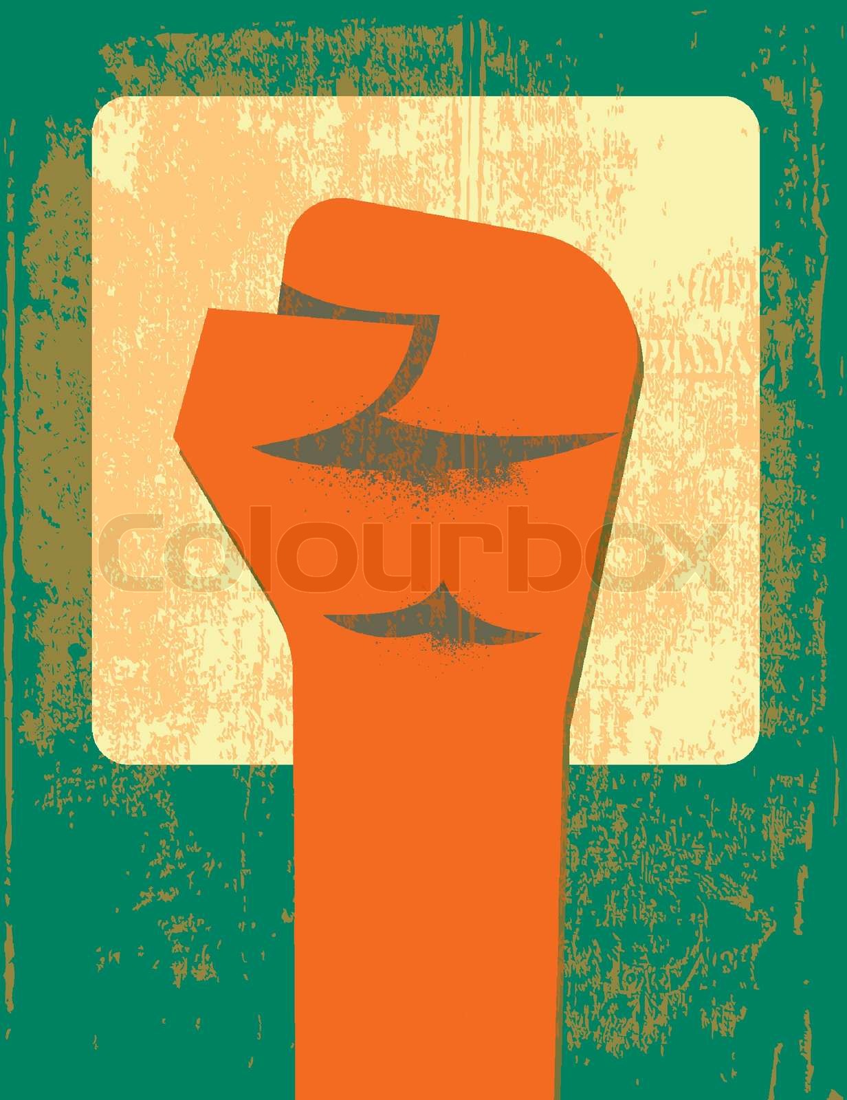 Rote geballten Faust retro poster | Stock-Vektor | Colourbox