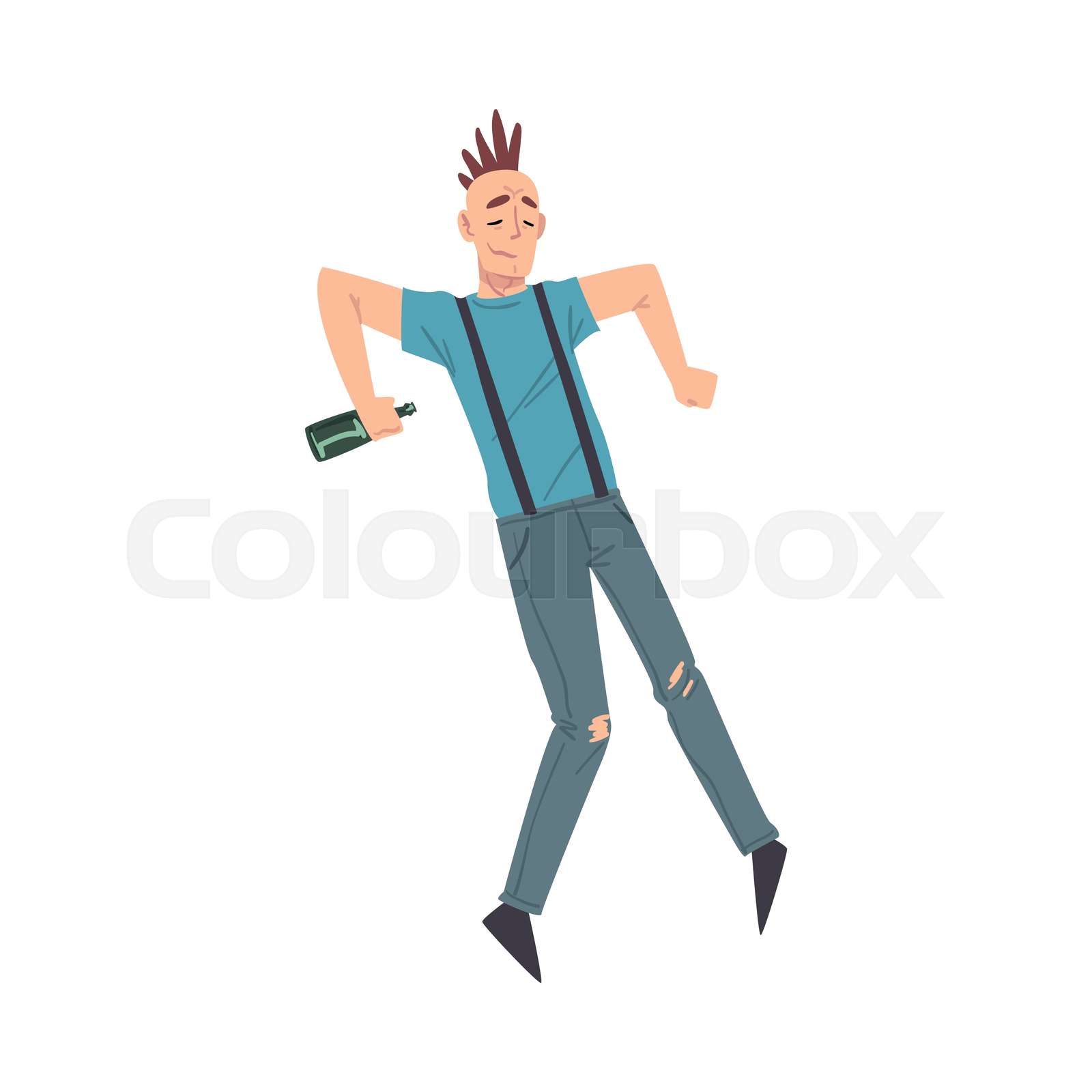 Drunk Man with Alcohol Drink Bottle in his Hands, Boozy Drunken Man ...