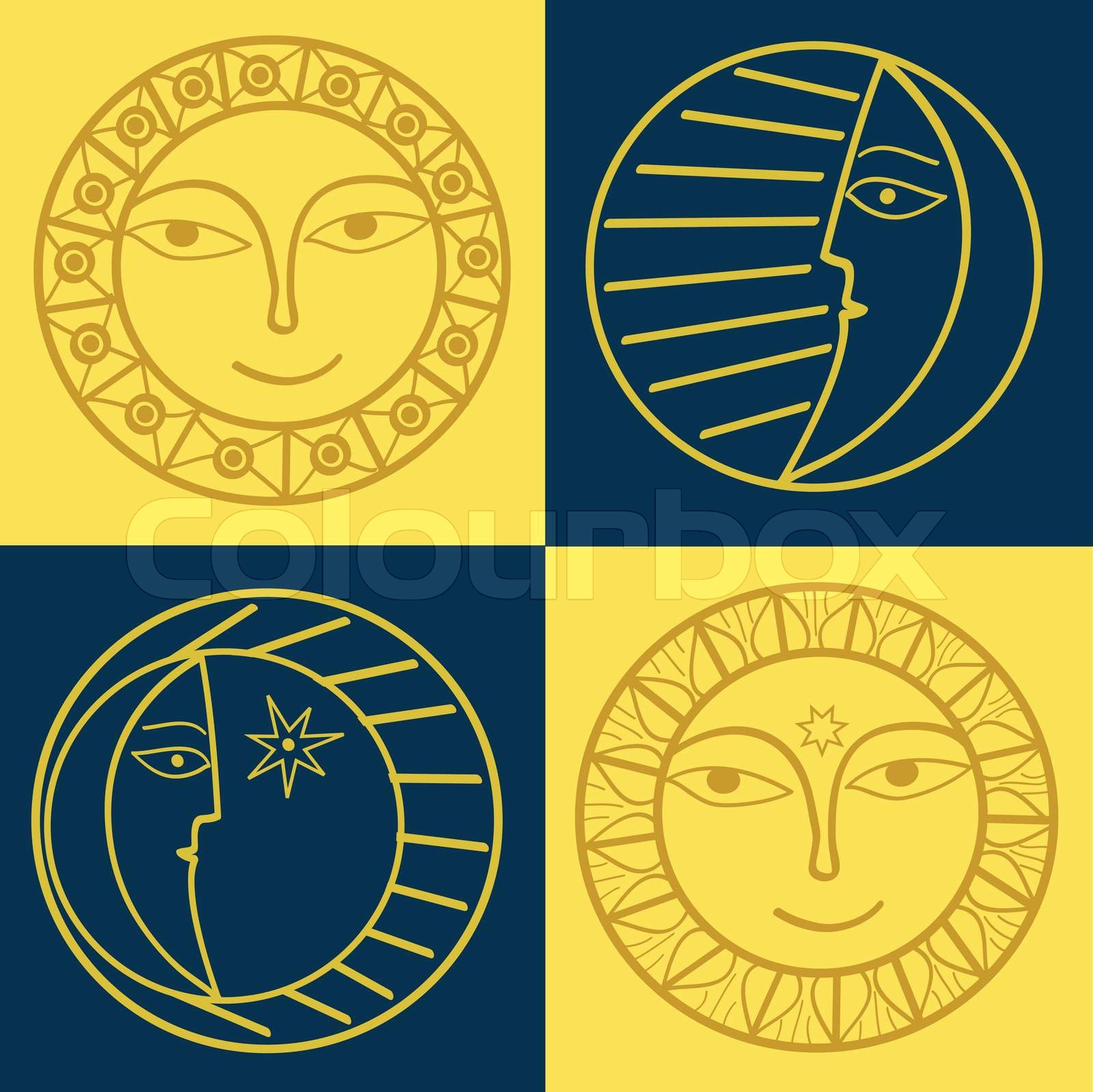 Sun and moon | Stock vector | Colourbox