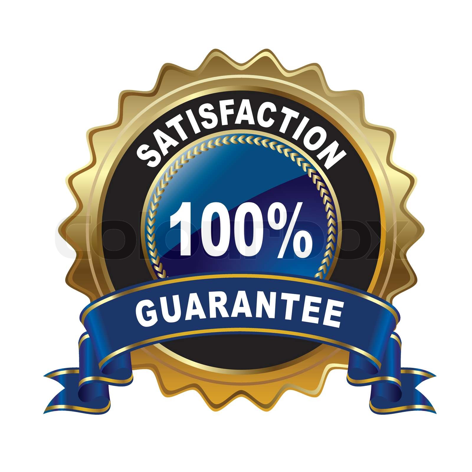 100 percent satisfaction guarantee golden sign | Stock vector | Colourbox