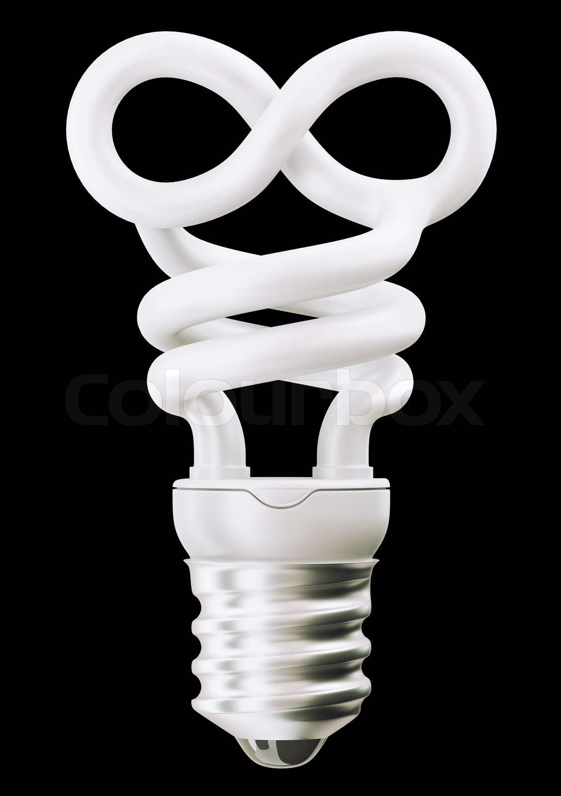 infinity symbol light bulb isolated on black | Stock image | Colourbox