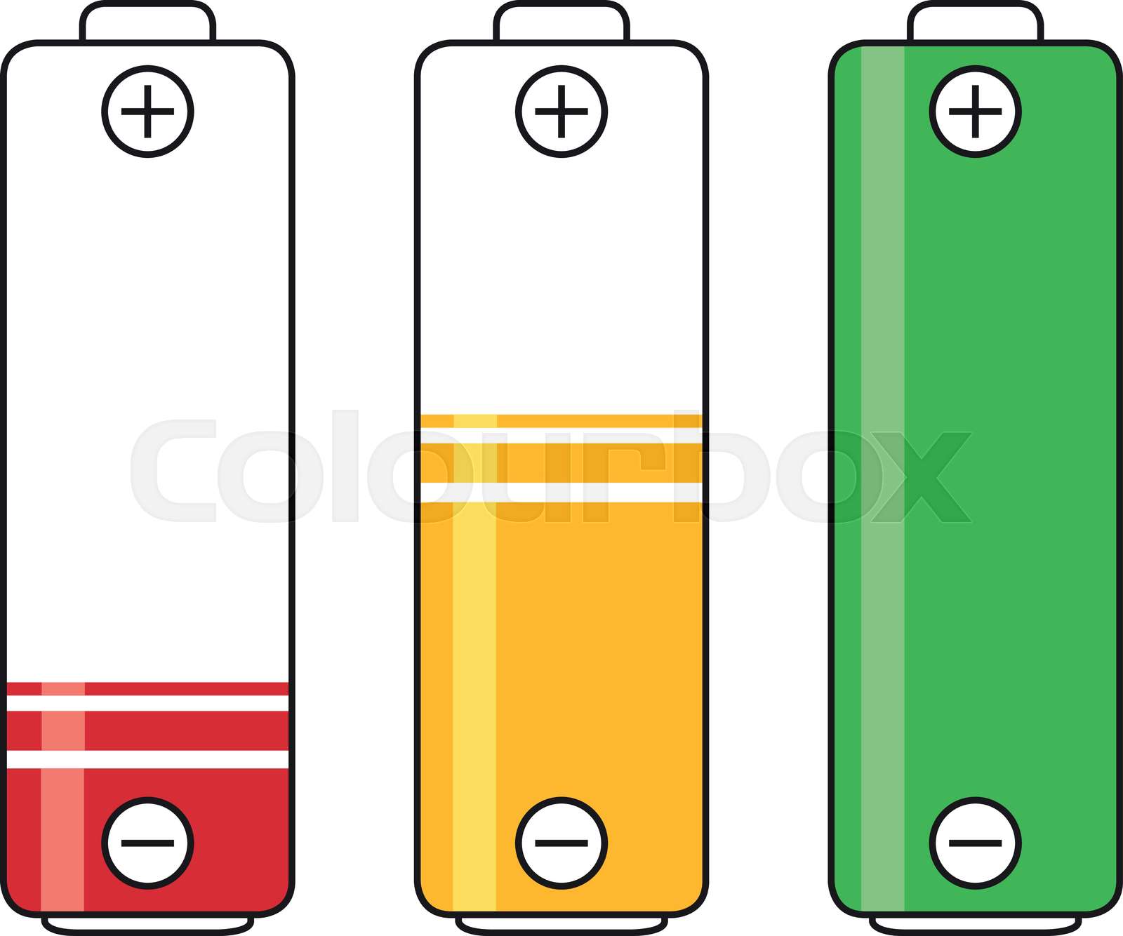 Low batt - Charging - full batt vector | Stock vector | Colourbox