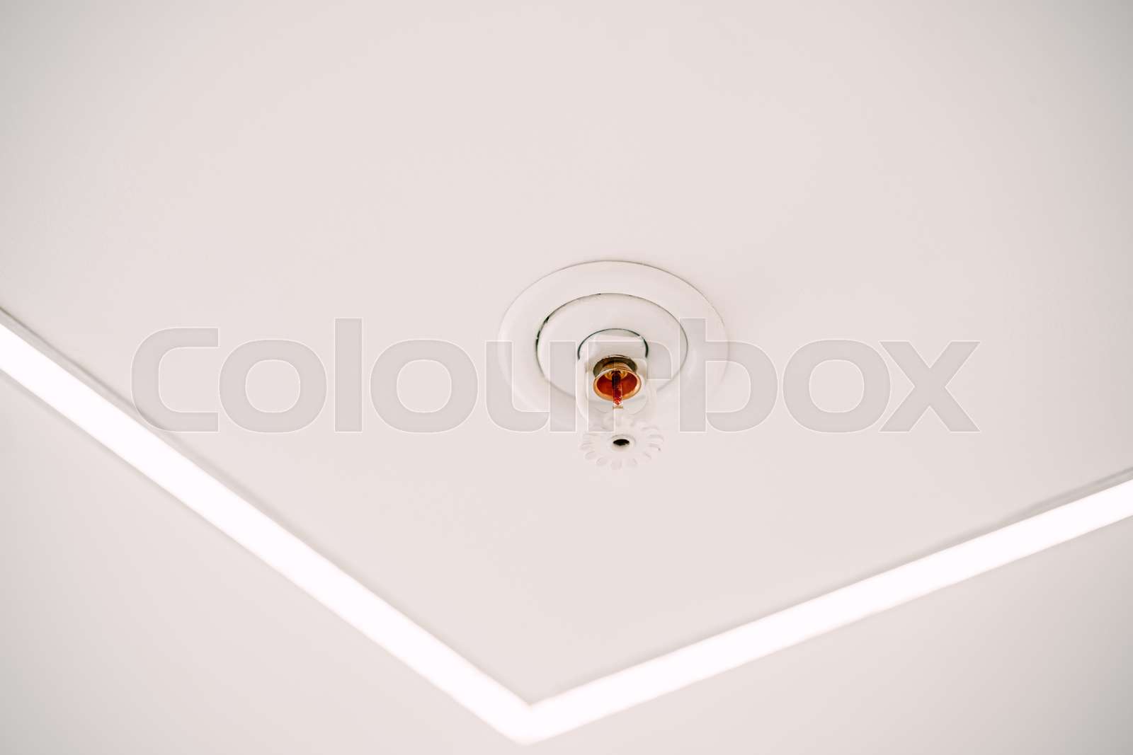 Automatic ceiling fire sprinkler system on white ceiling. | Stock image ...