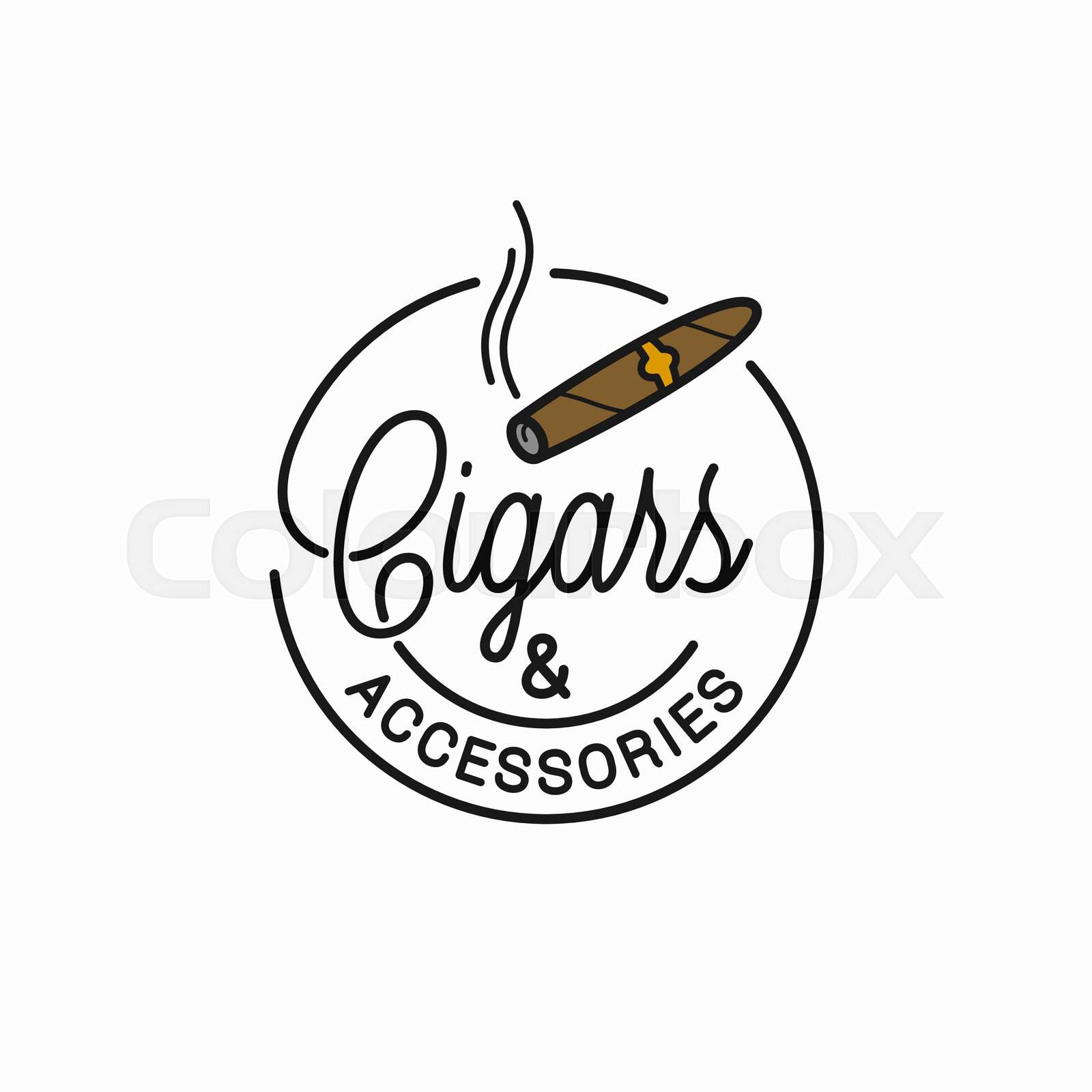 Cigars and accessories logo. Round linear of cigar | Stock vector ...