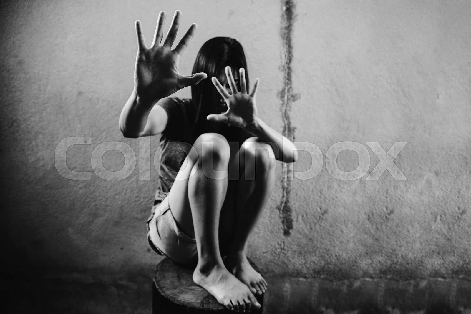 Woman bondage in angle of abandoned building image blur. | Stock image ...