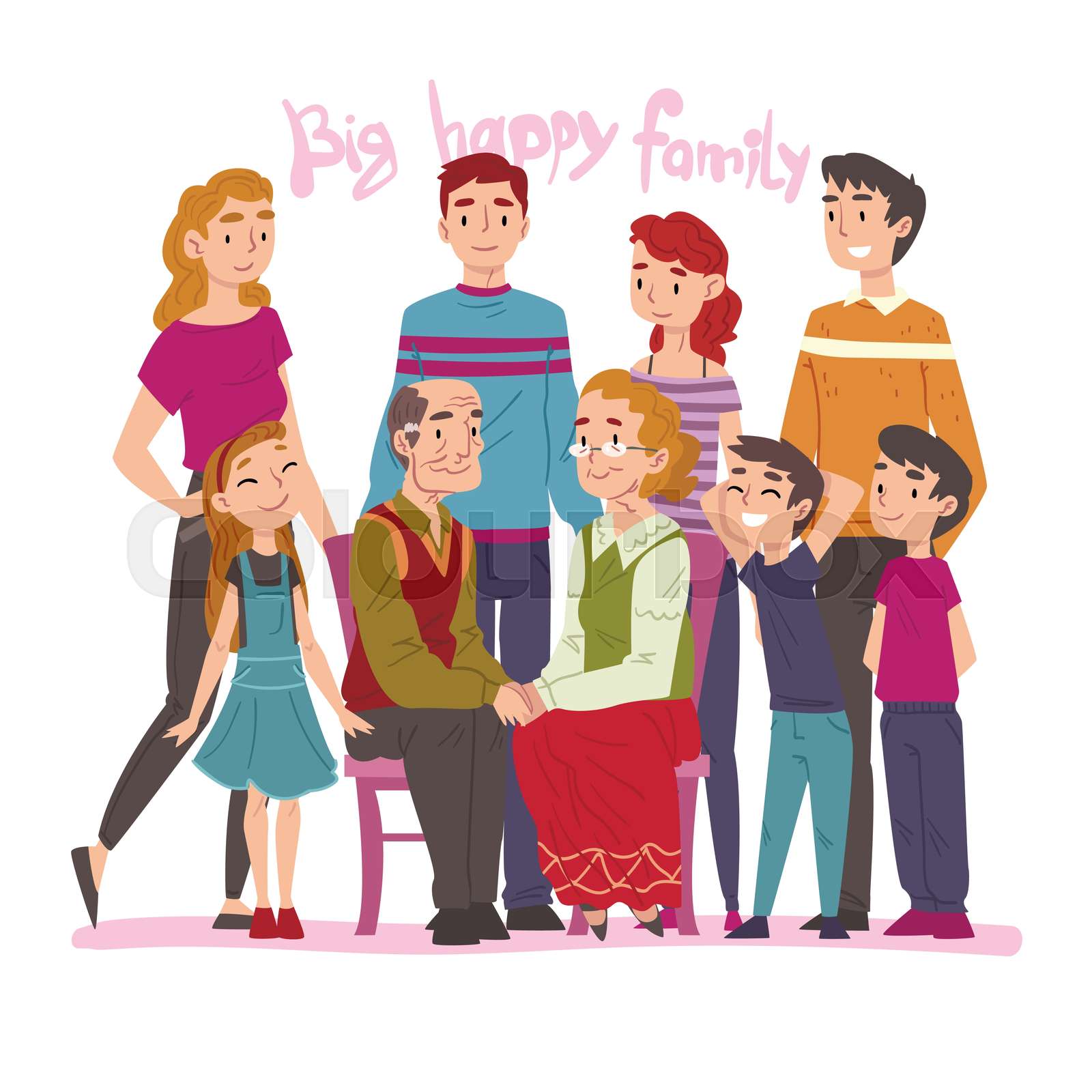 Big Happy Family Portrait, Several Generations Posing Together ...