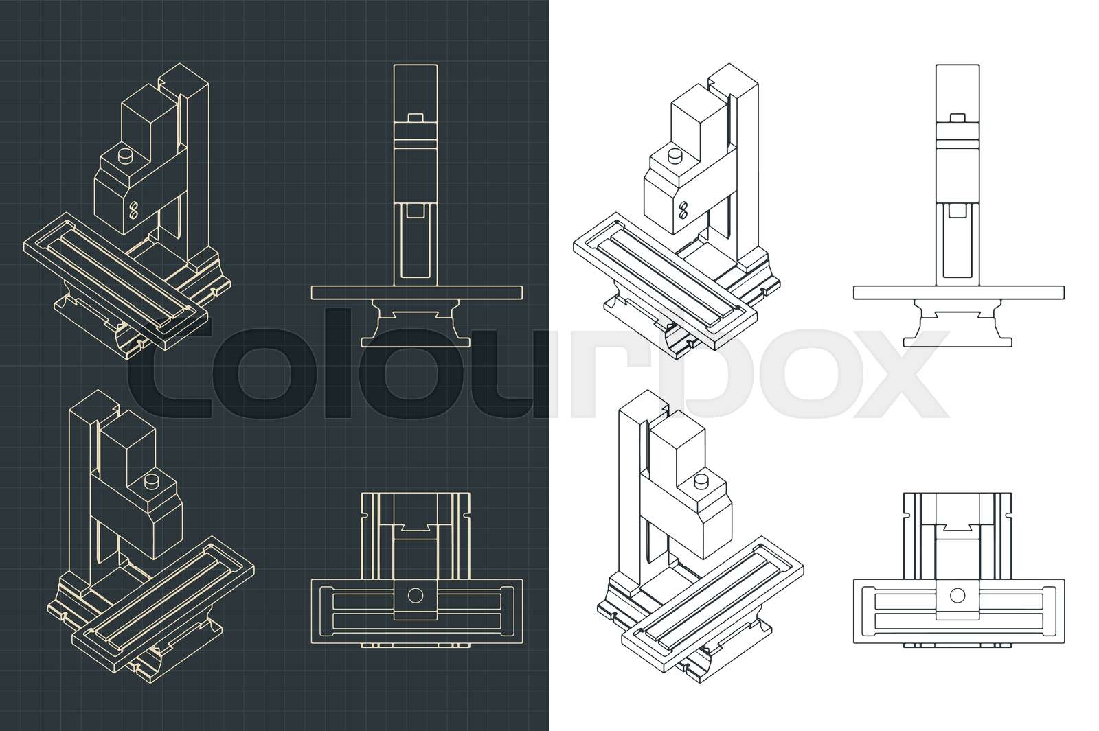 Milling and lathe machine blueprints | Stock vector | Colourbox