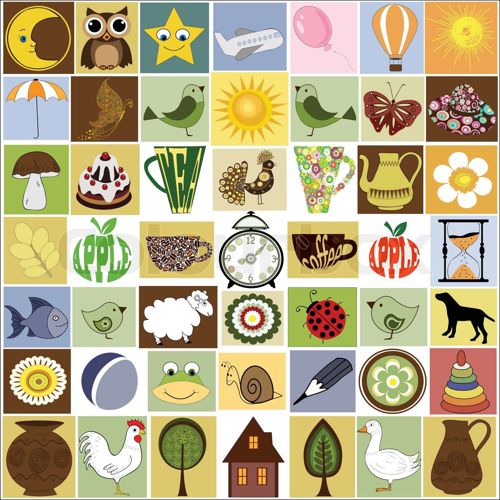 Set of childish cartoon | Stock vector | Colourbox