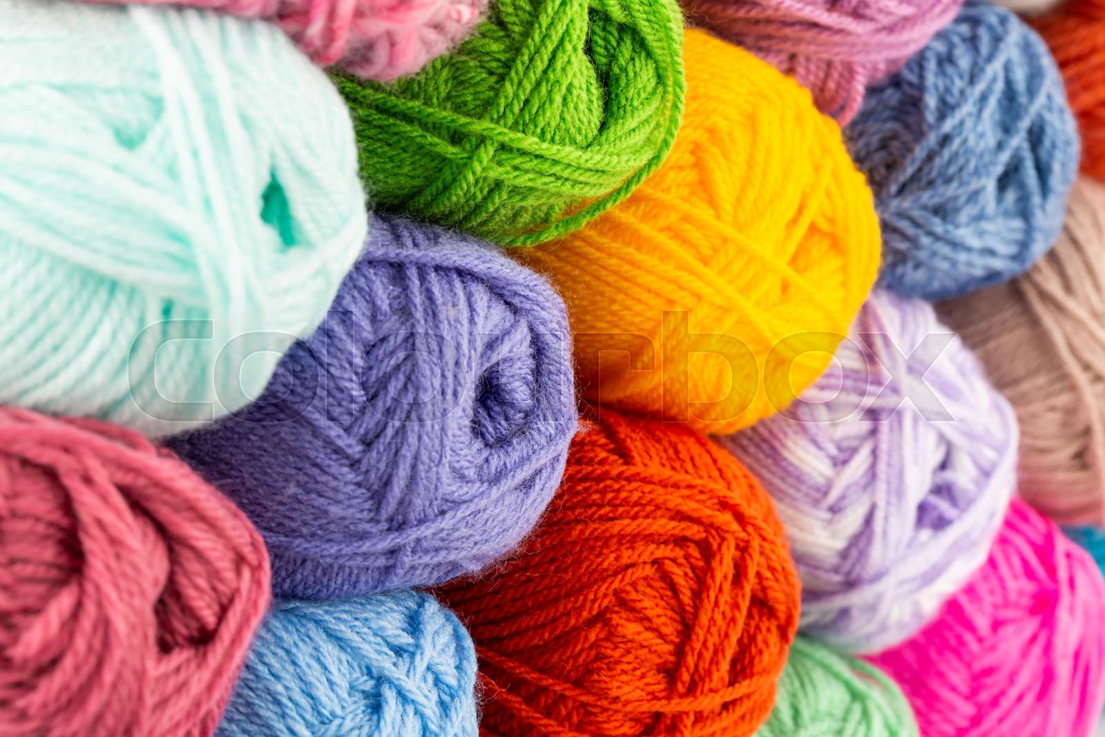Stack of knitting yarn clews | Stock image | Colourbox