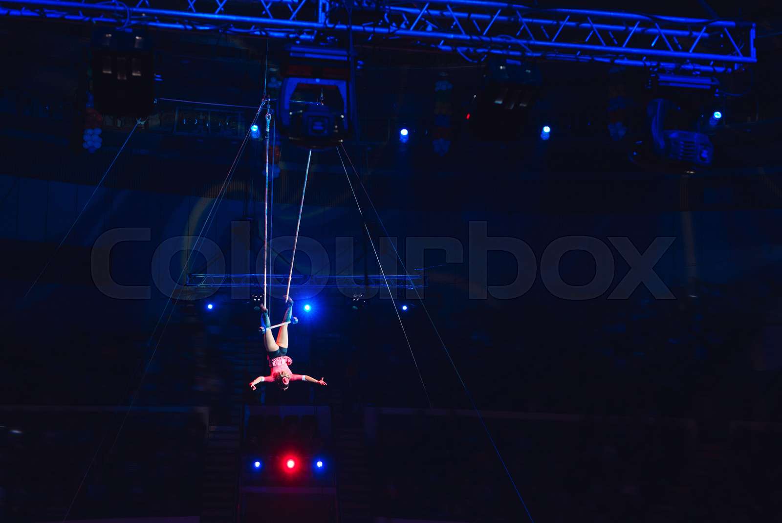 Girl's aerial professional acrobatics in the Circus. | Stock image ...