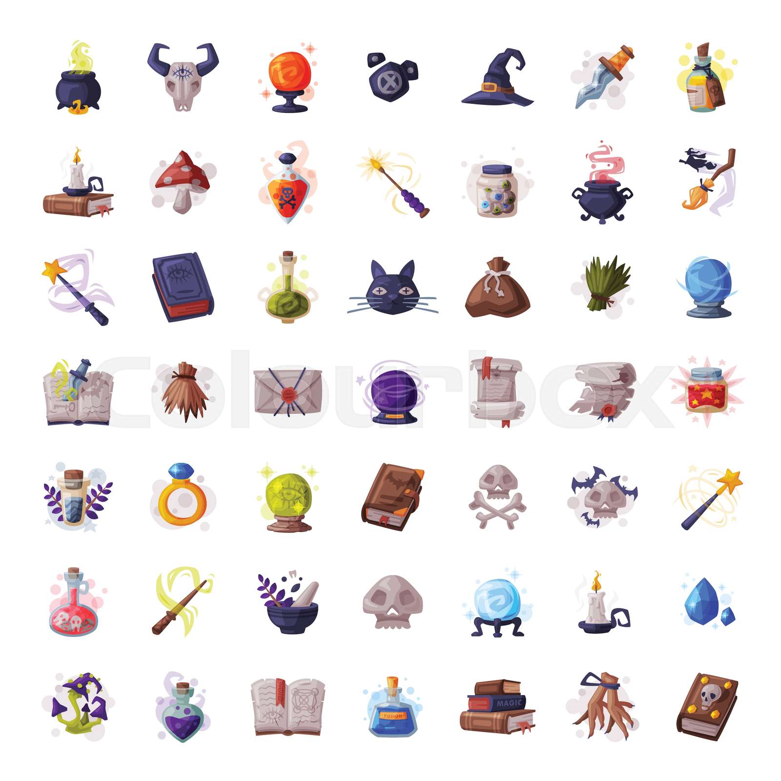 Big Set of Occult Objects for Mystic Rituals, Dagger, Magic Book ...