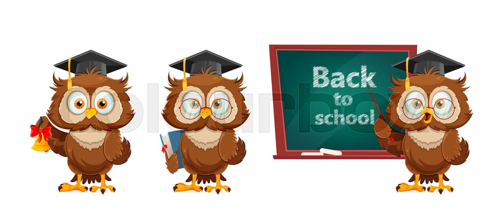 Cute wise owl. Funny owl, back to school concept | Stock vector | Colourbox