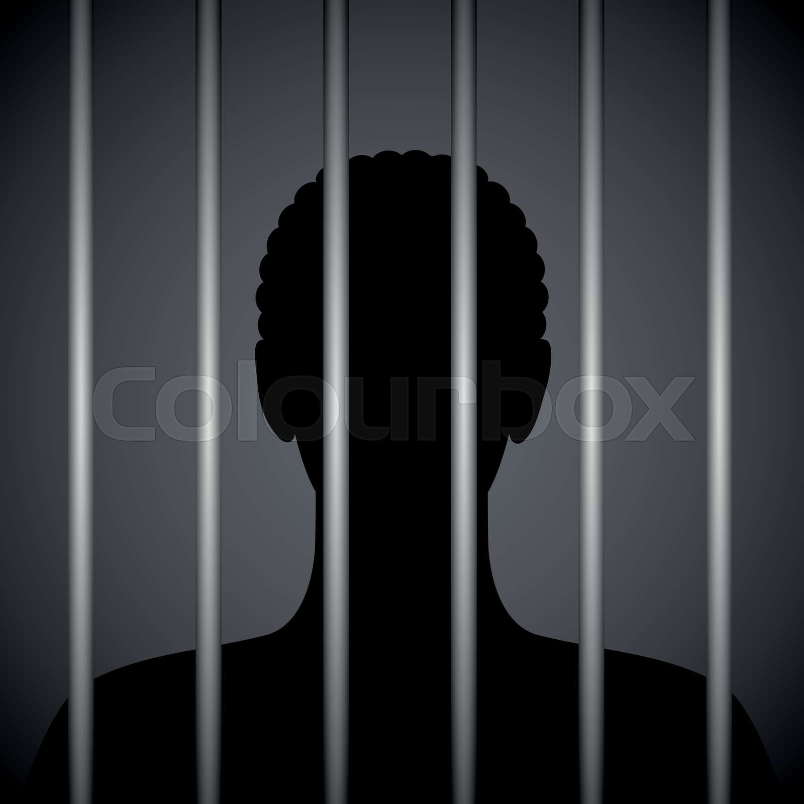 man in a prison behind jail bars silhouette | Stock-Vektor | Colourbox