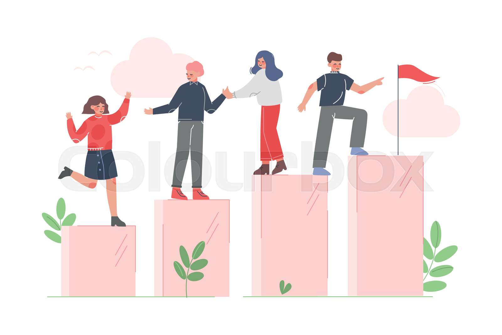 People Helping Others In Need Cartoon