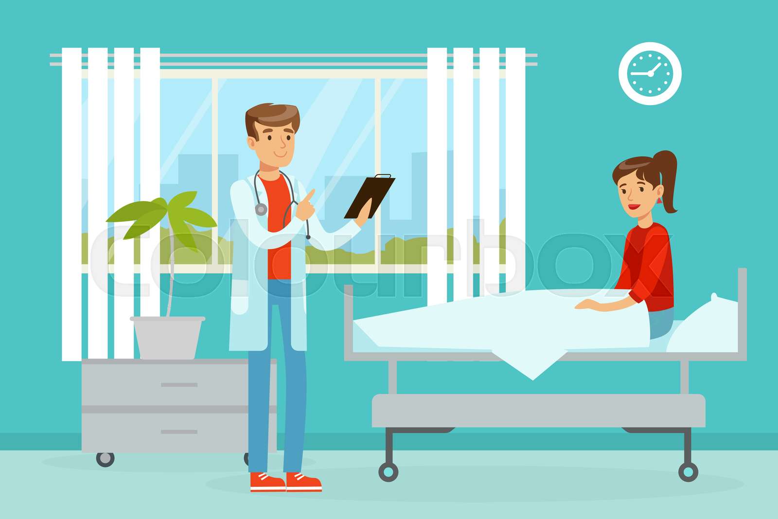 Male Doctor Examining and Treating Female Patient, Medicine, Healthcare ...