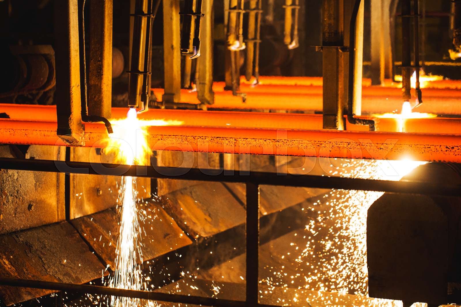 Hot billet bloom continuous casting, also called strand casting ...