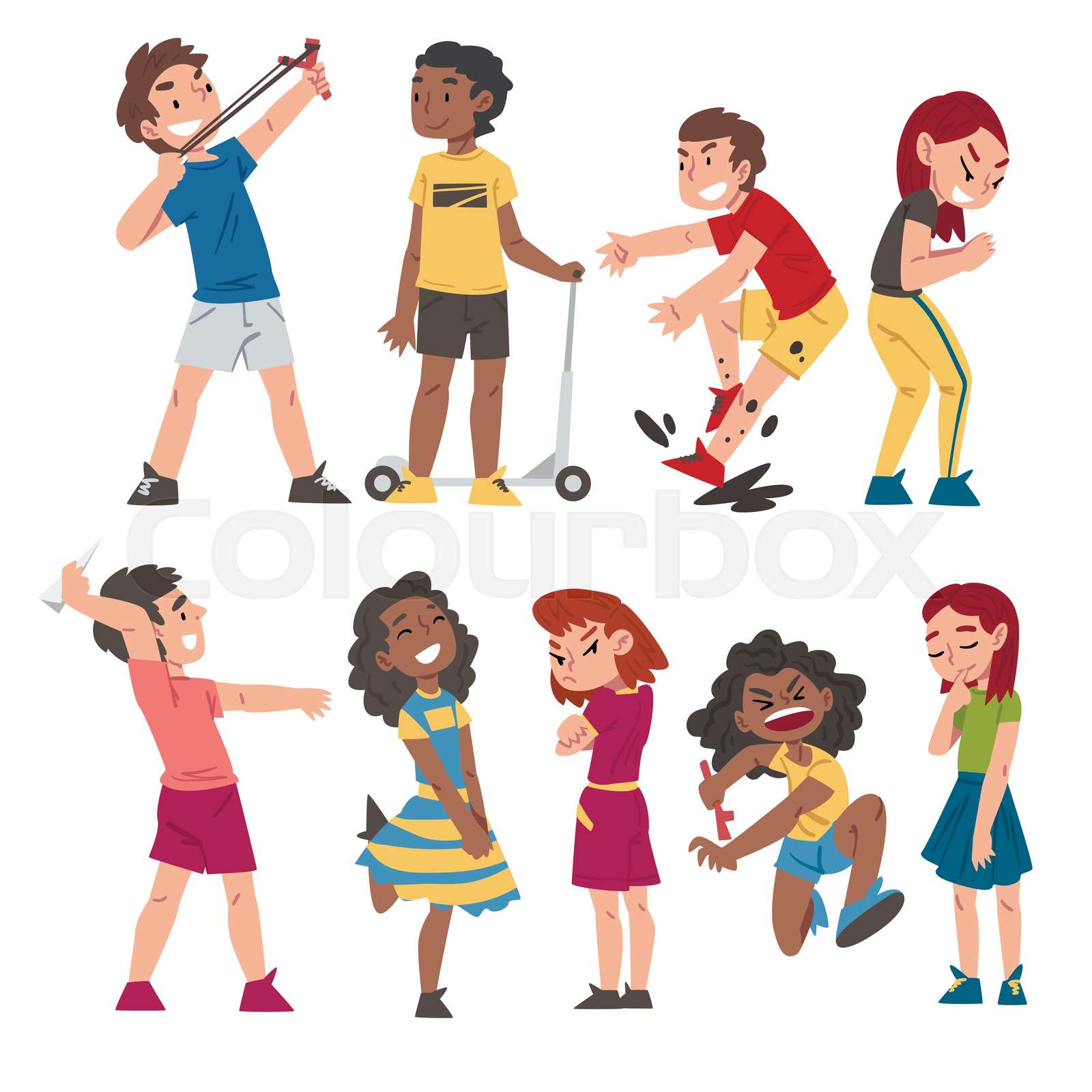 Good and Bad Child Behavior Set, Naughty and Obedient Kids Cartoon ...