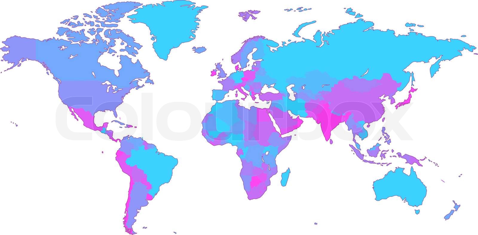 Violet World map with countries | Stock vector | Colourbox