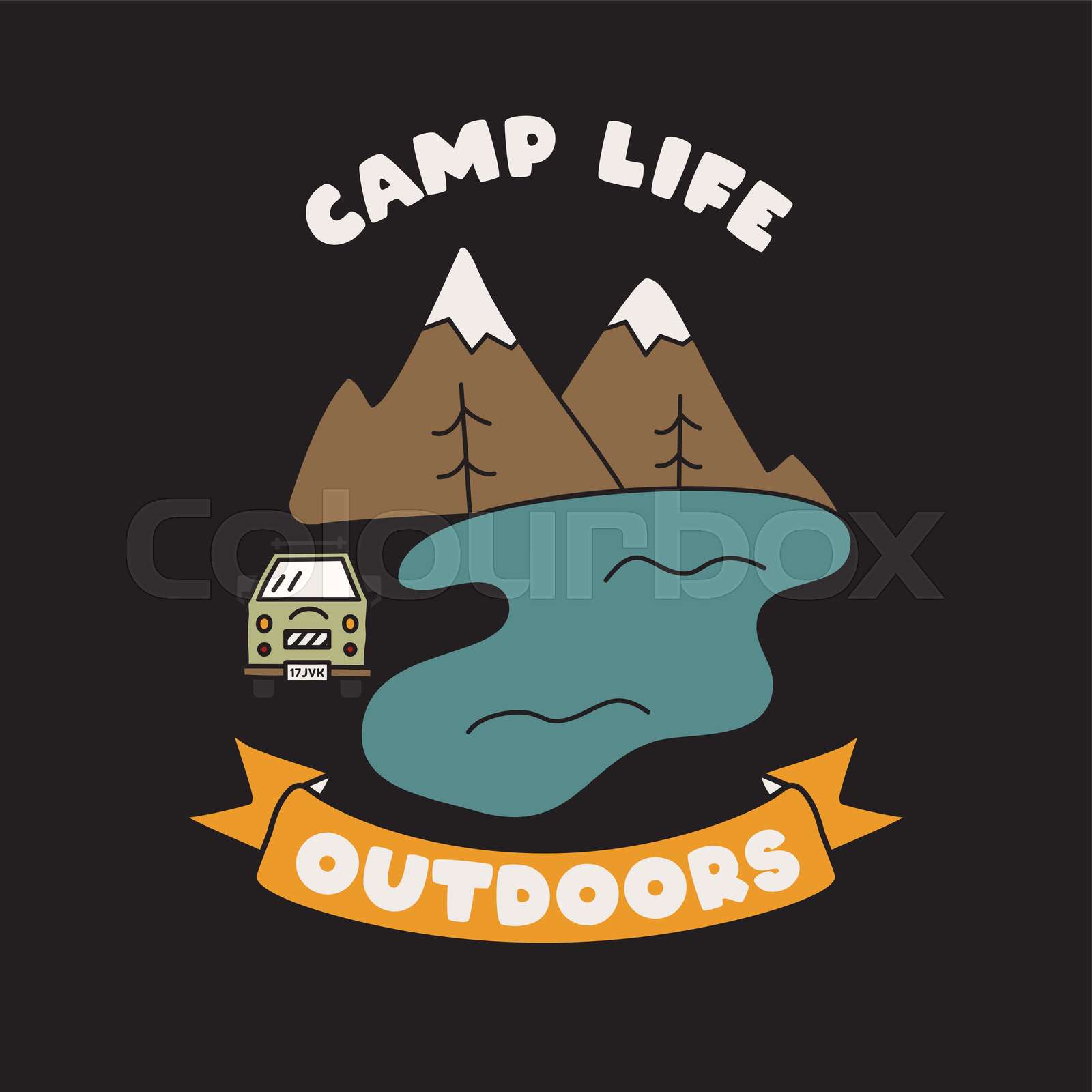 Camping badge illustration design. Outdoor logo with quote - Camp life ...
