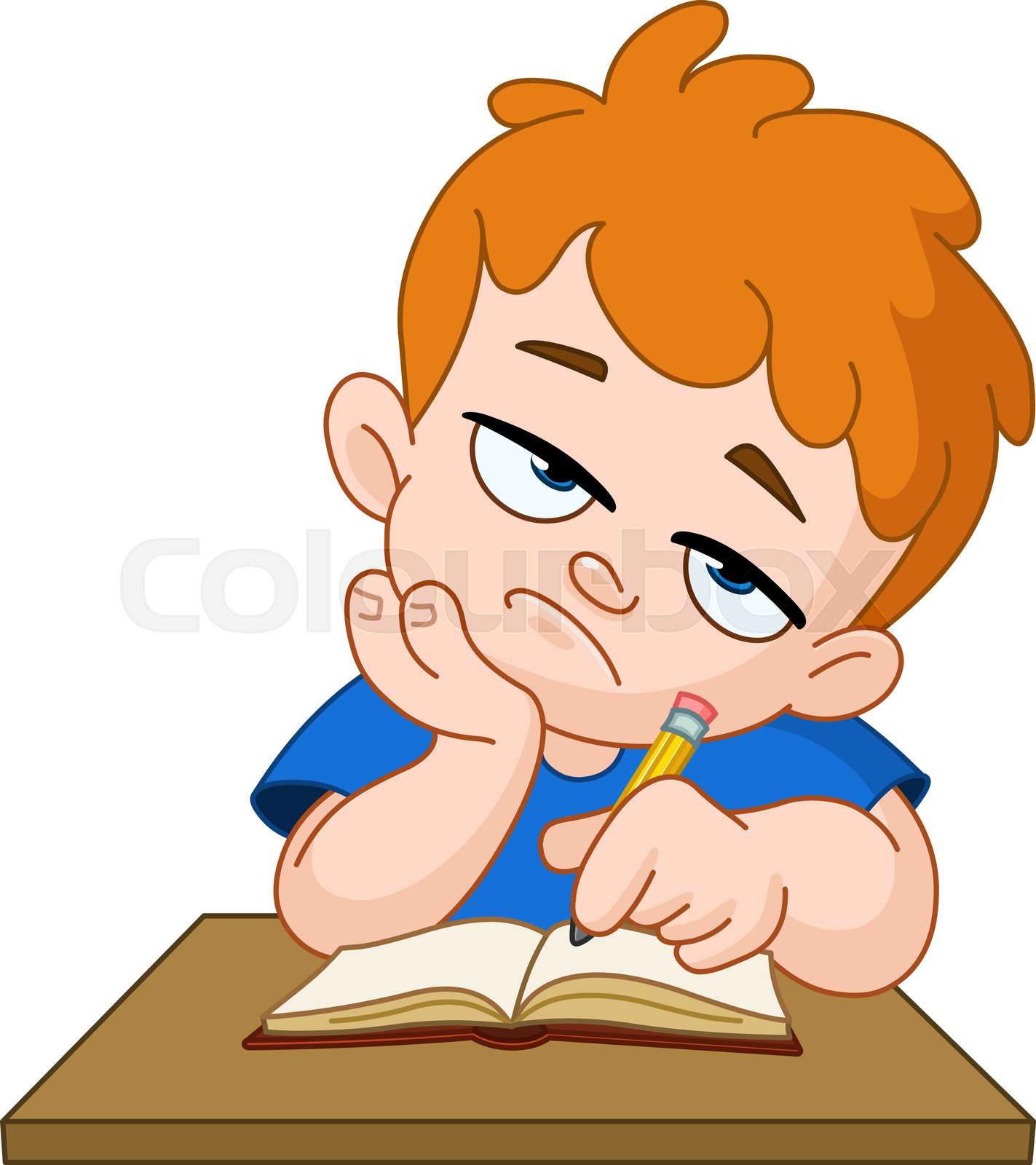 Bored schoolboy | Stock vector | Colourbox